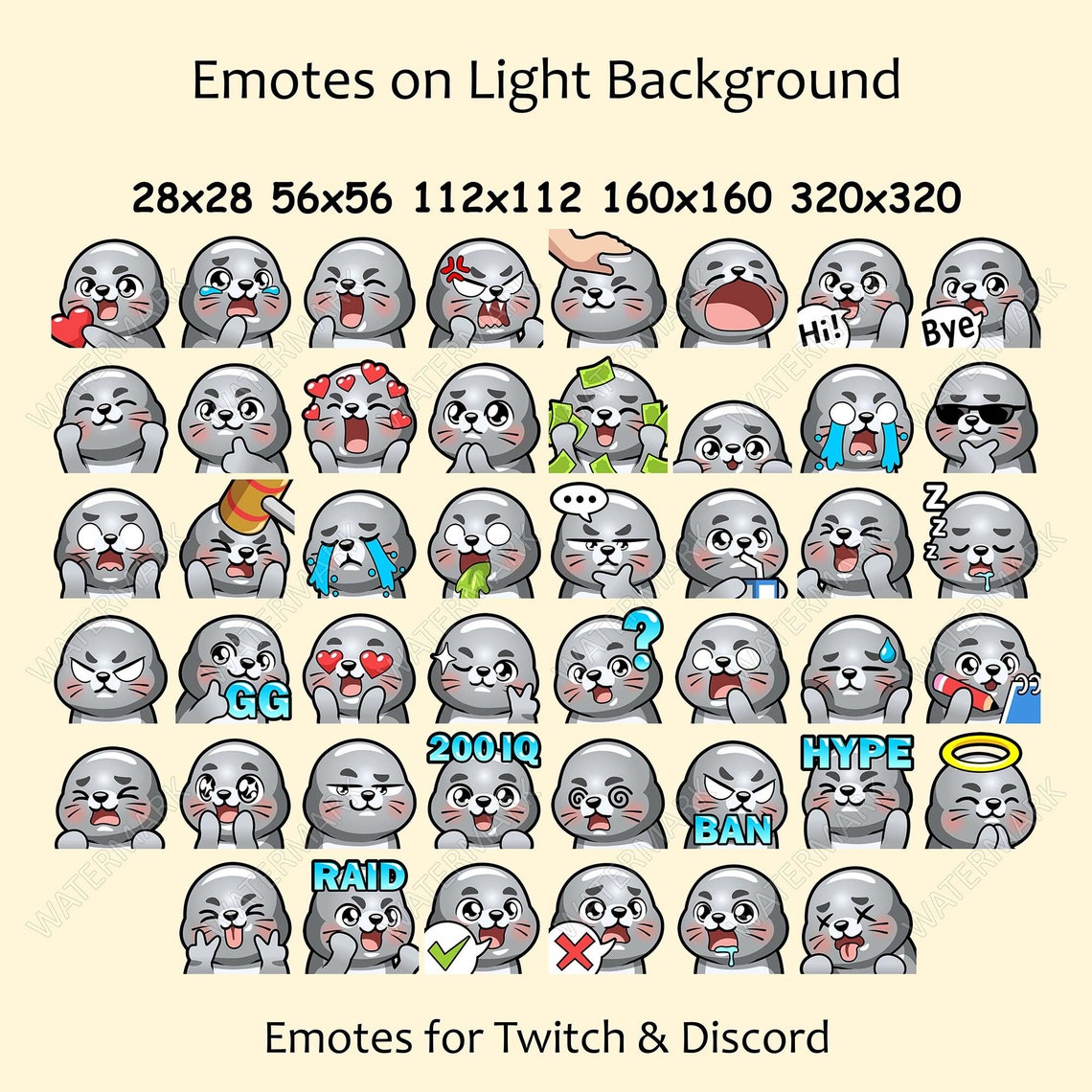 Seal Emotes X 46 for Twitch & Discord Emote | Sea Lion Twitch Emote ...