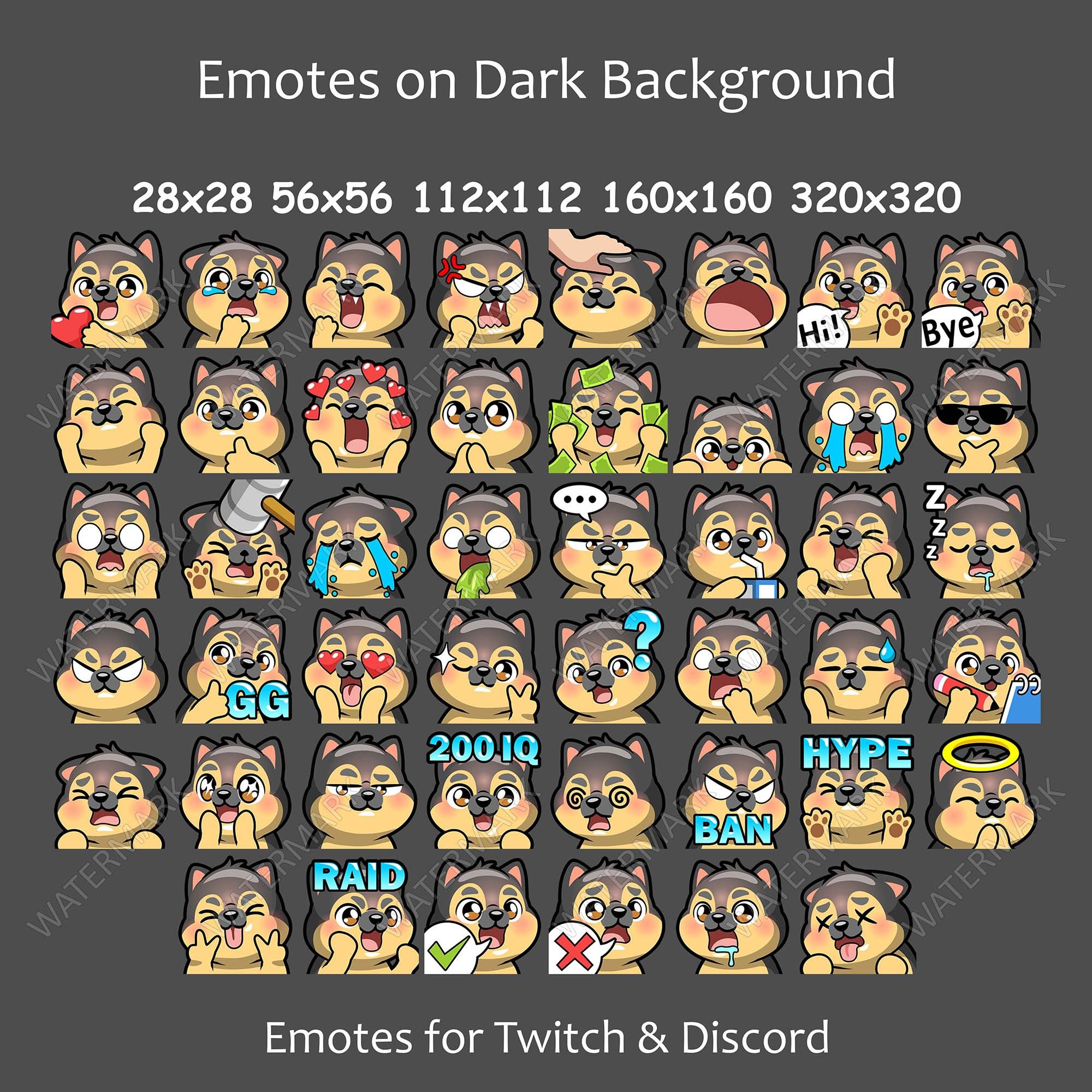 German Shepherd Dog Emotes X 46 for Twitch & Discord | German Shepherd ...