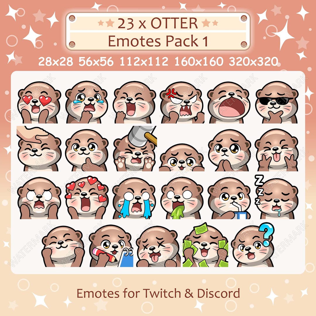 Otter Emotes X 23 Pack 1 for Twitch & Discord Emote | Otter Twitch ...