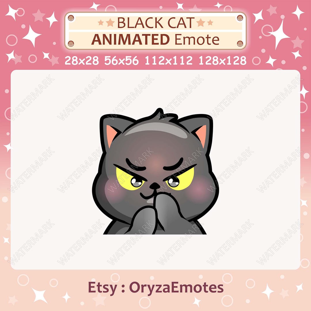 Animated Black Cat Emote: Evil Plan Emote - Etsy