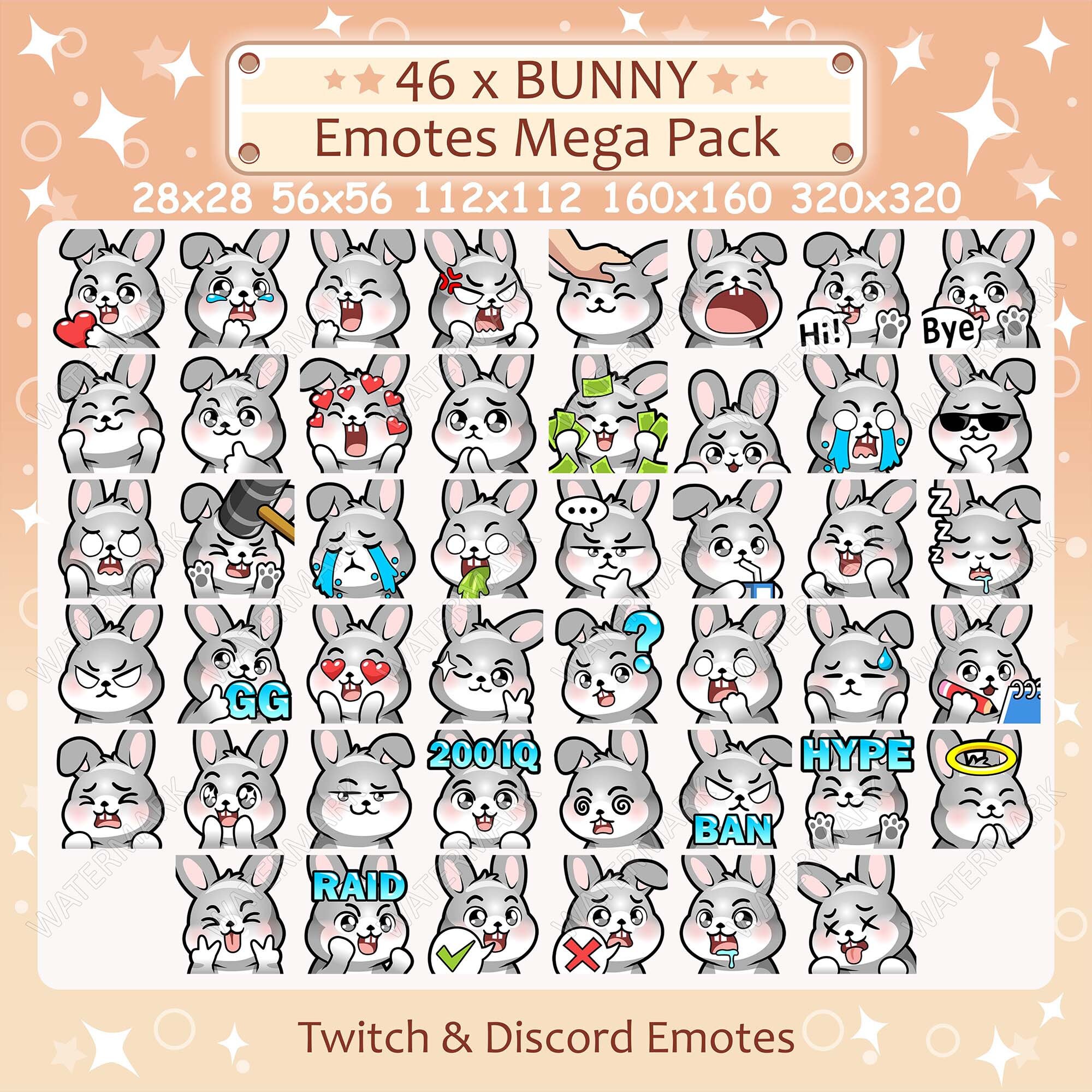 Bunny Emotes X 46 for Twitch & Discord Emote Rabbit Twitch - Etsy UK