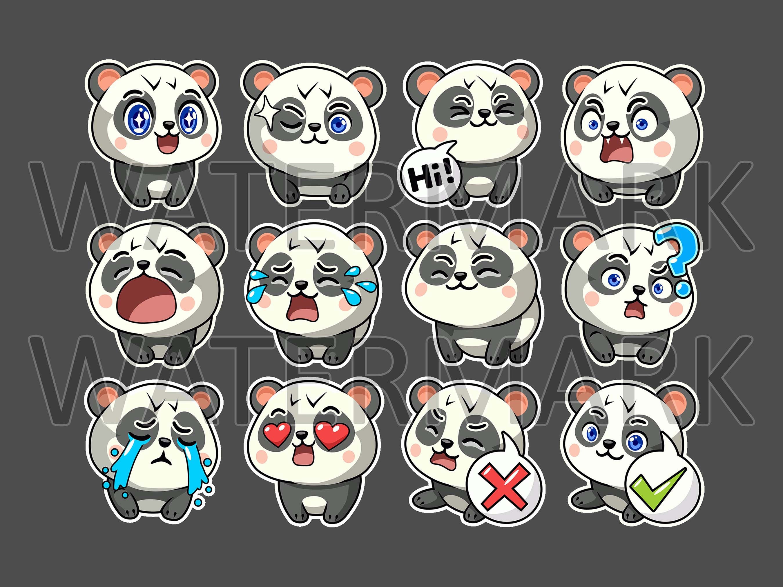 Panda Emotes X 46 for Twitch & Discord Emote and Whatsapp Emote / Cute ...