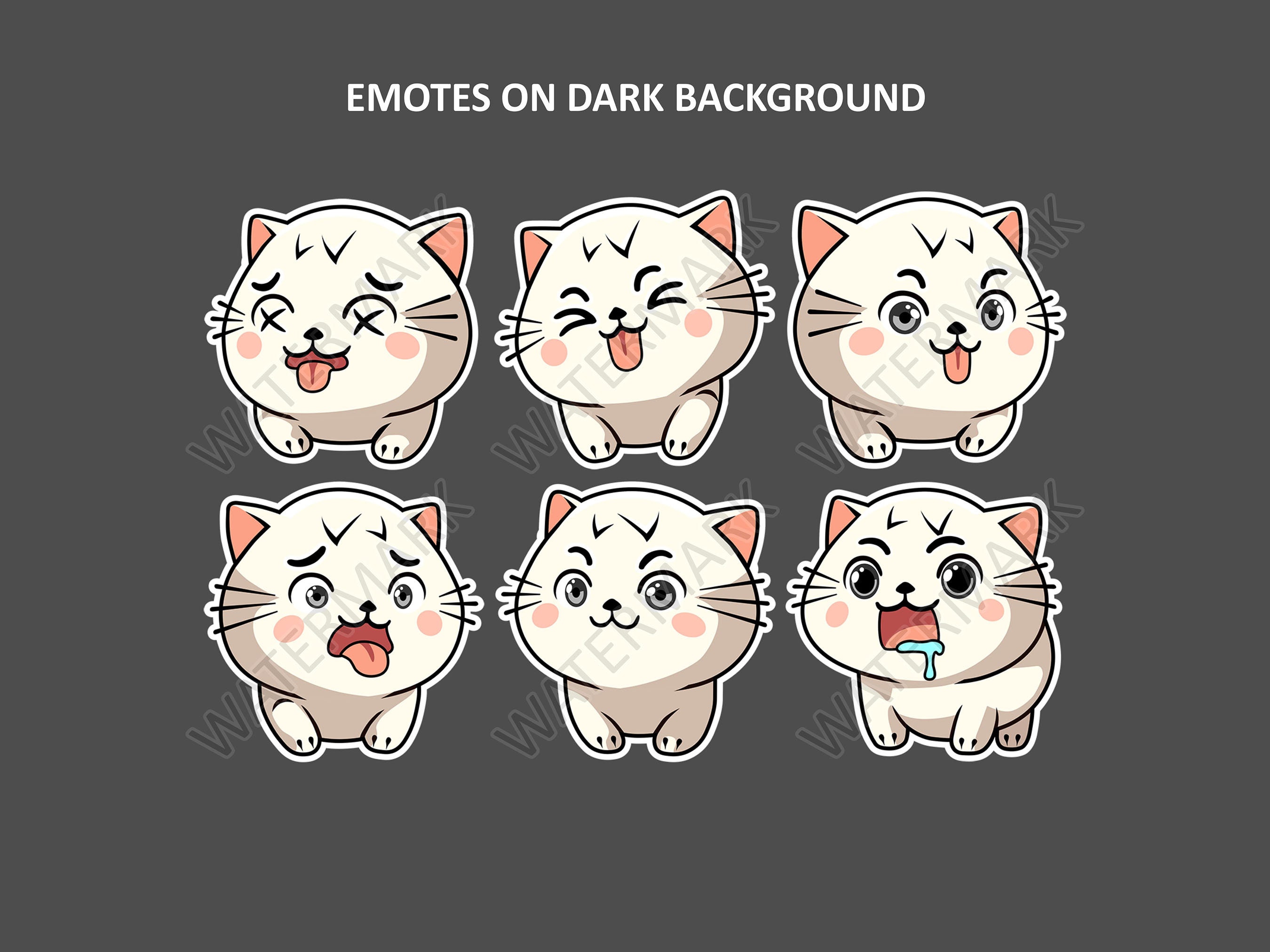 White Cat Emotes Pack #6 / for Twitch Emote, Discord Emote, and ...