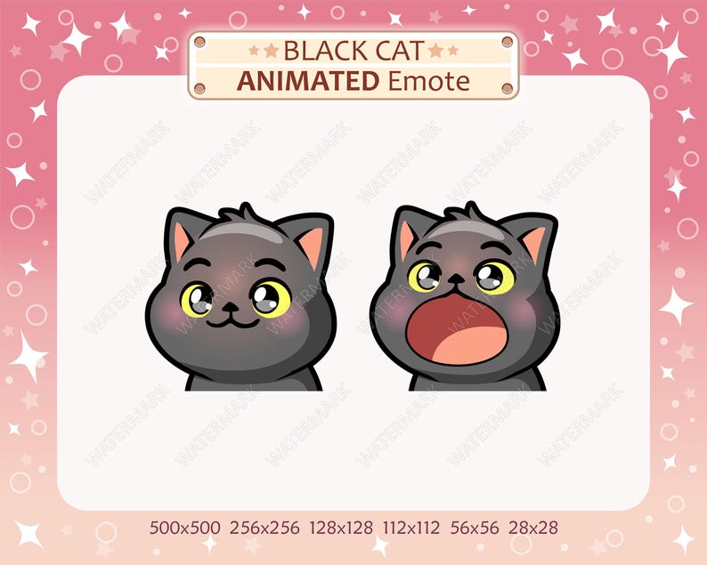 Animated Black Cat Mouth Open Closed Emote - Emote for Twitch, Discord ...
