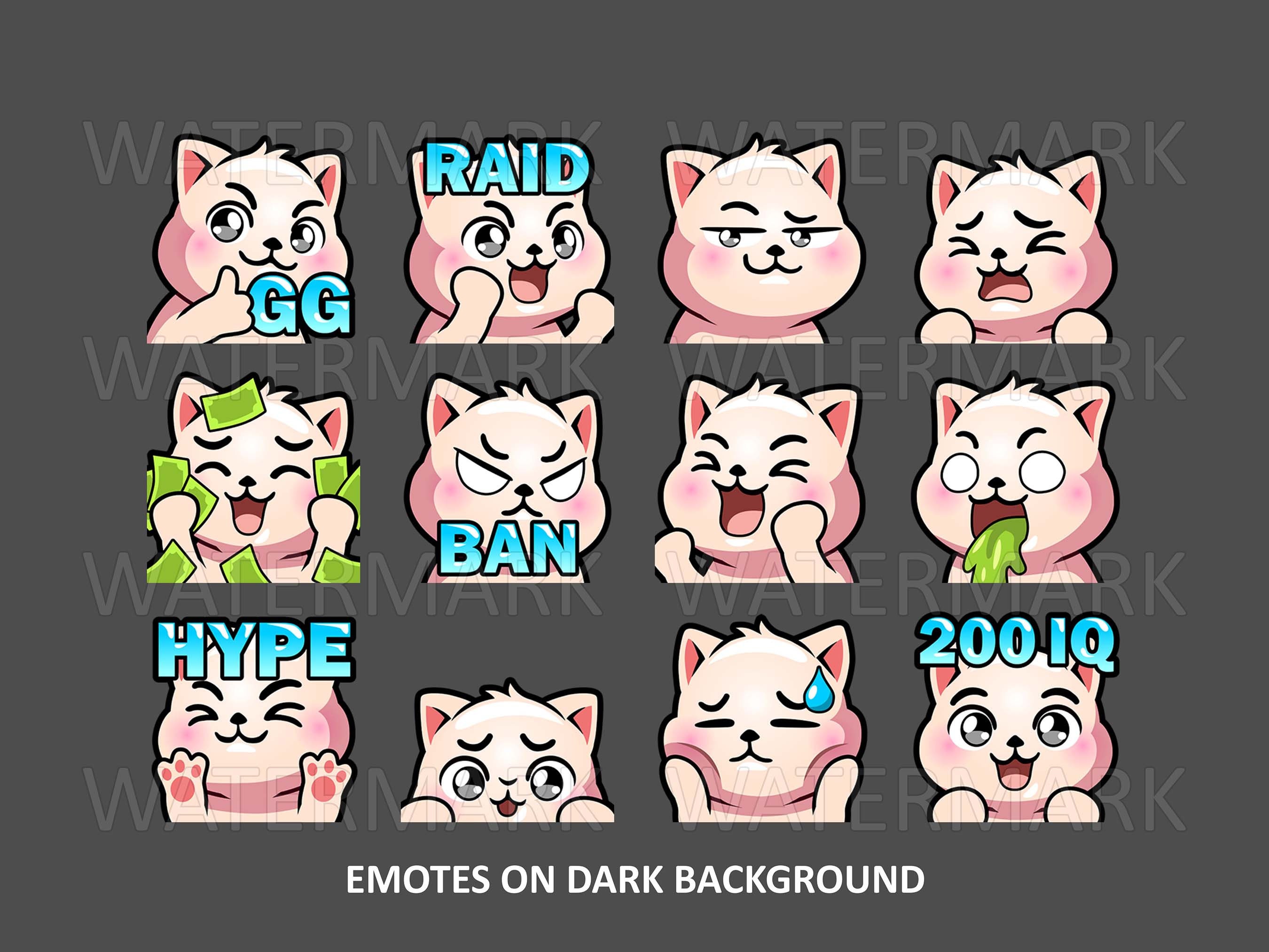 Cat Emotes Pack C / Emotes for Twitch and Discord Emote / Black Kitten ...