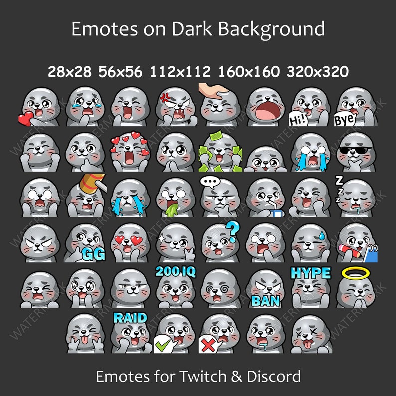 Seal Emotes X 46 for Twitch & Discord Emote | Sea Lion Twitch Emote ...