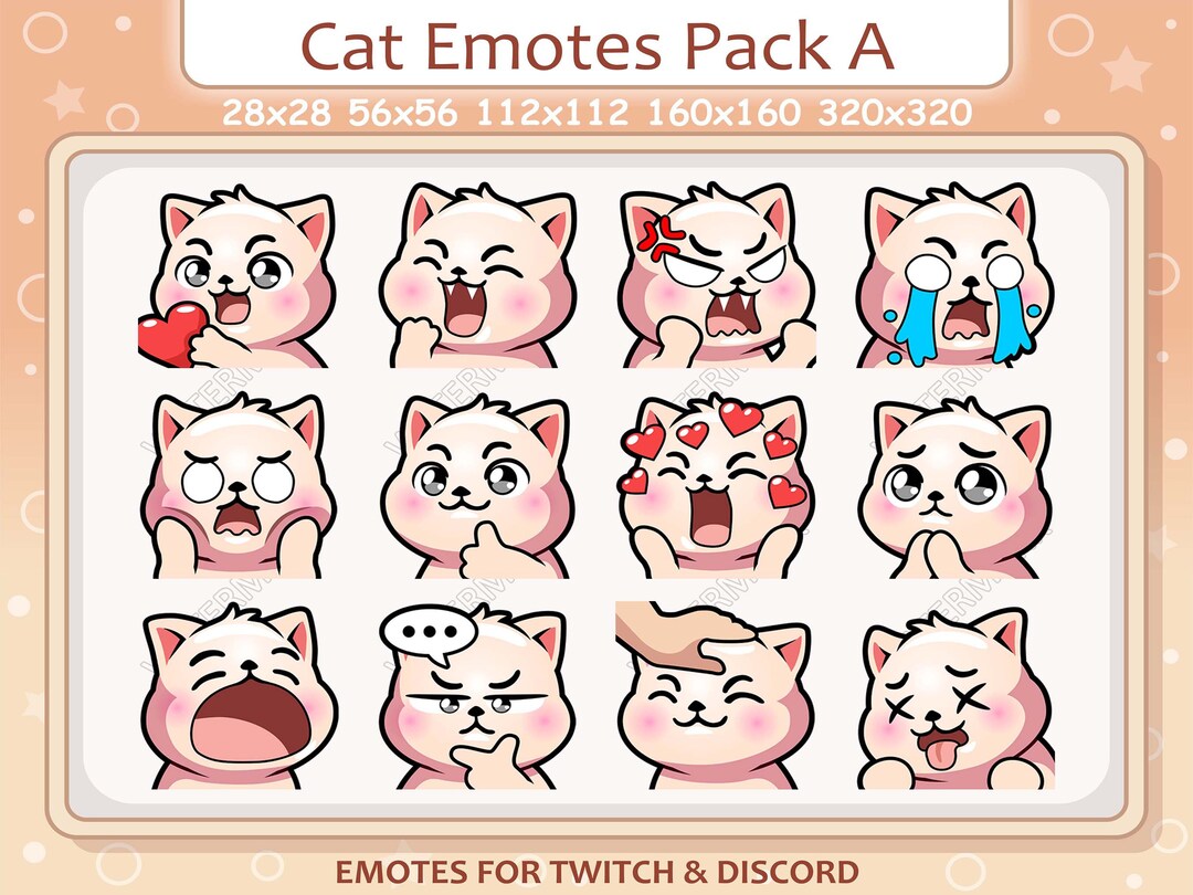 Cat Emotes Pack A / Emotes for Twitch and Discord Emote / Black Kitten ...