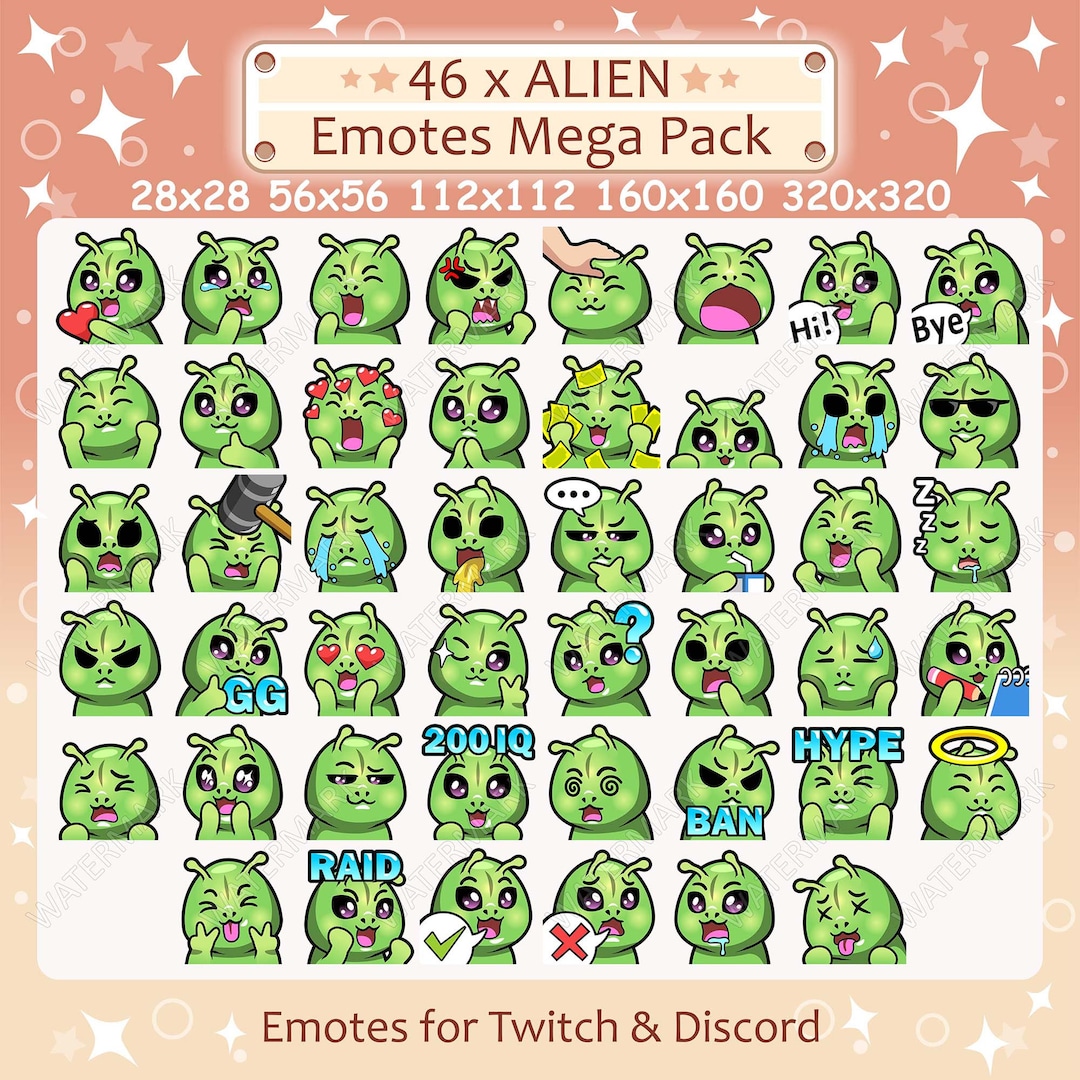 Alien Emotes X 46 for Twitch & Discord Emote | Alien Twitch Emote Pack ...