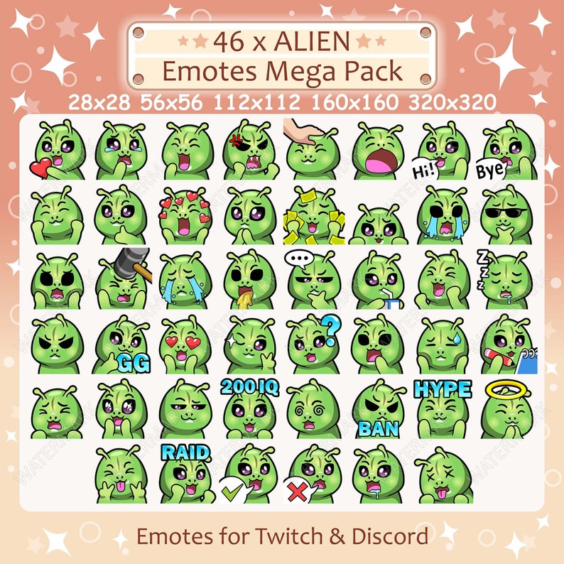 Alien Emotes X 46 for Twitch & Discord Emote | Alien Twitch Emote Pack ...