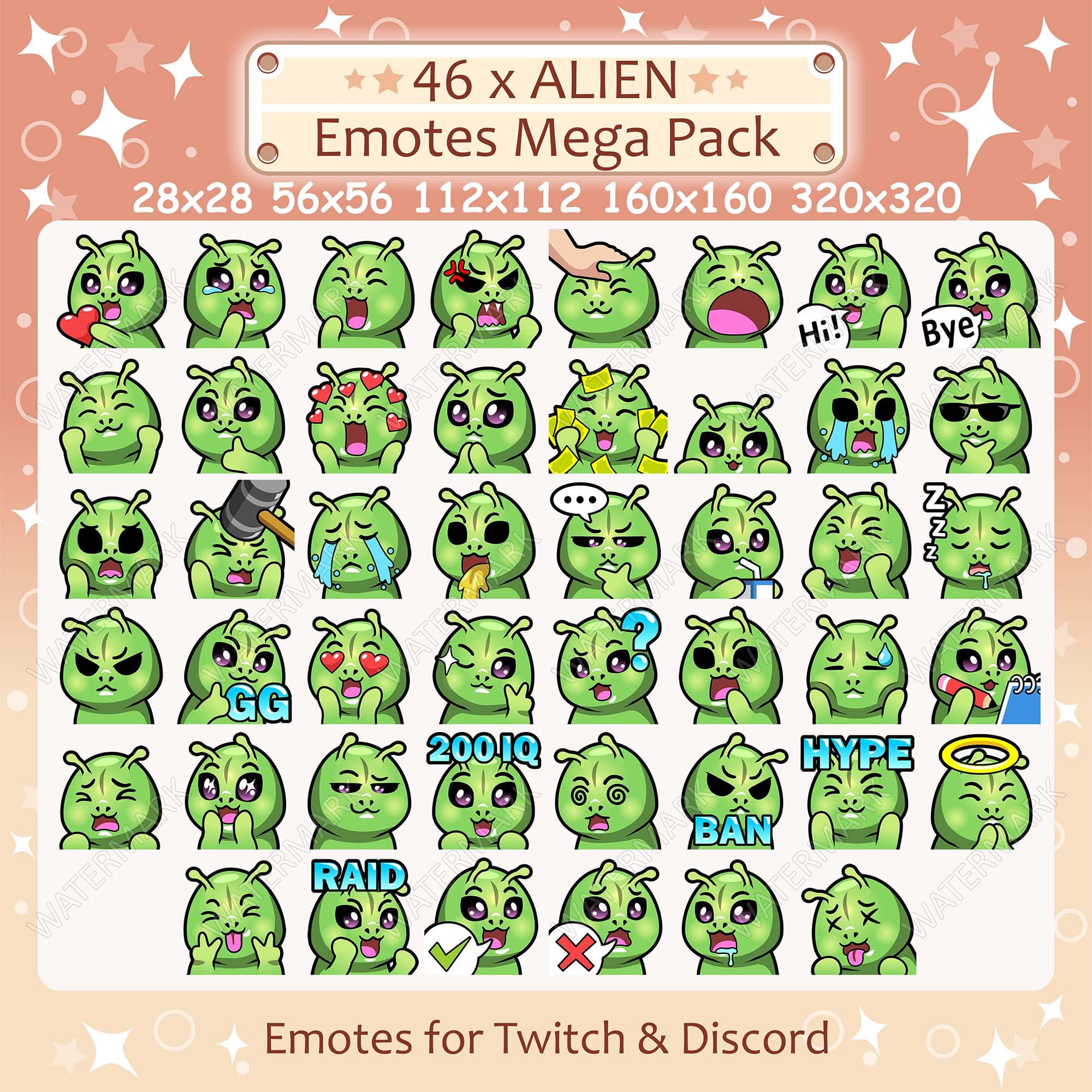 Alien Emotes X 46 for Twitch & Discord Emote | Alien Twitch Emote Pack ...