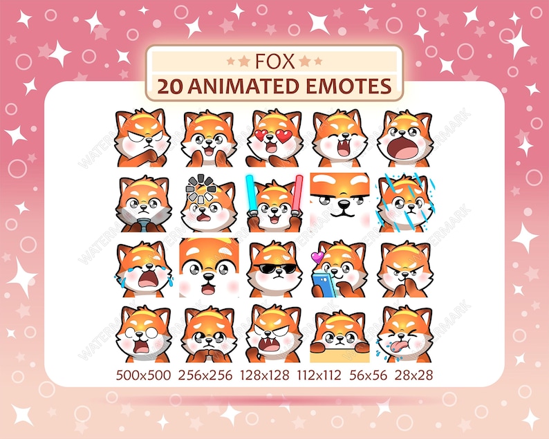 20 Animated Fox Emotes Pack, Twitch Emotes, Discord Emotes, GIF Emotes ...