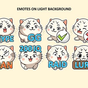 White Cat Emotes Pack #5 / for Twitch Emote, Discord Emote, and ...