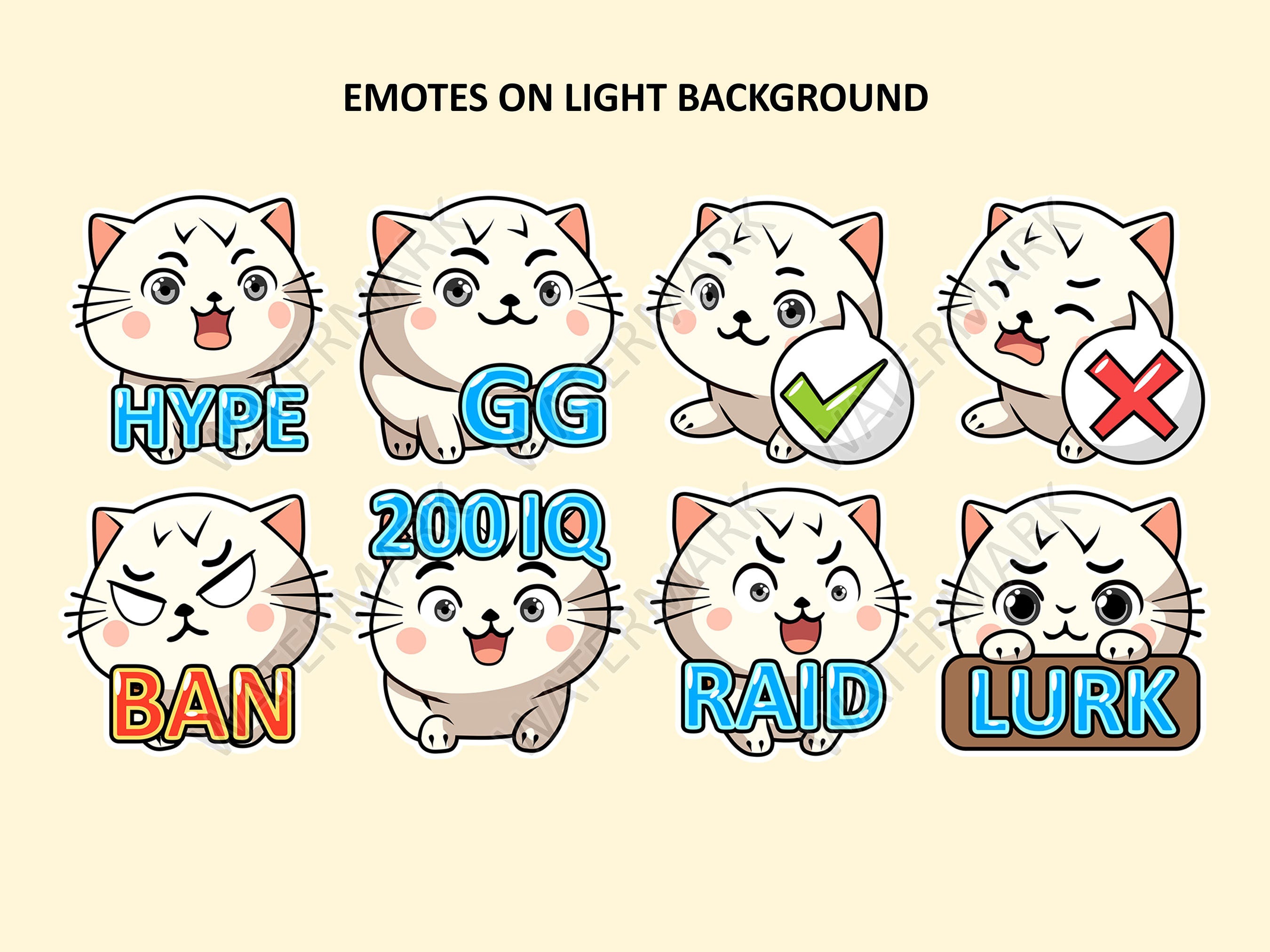 White Cat Emotes Pack #5 / for Twitch Emote, Discord Emote, and ...