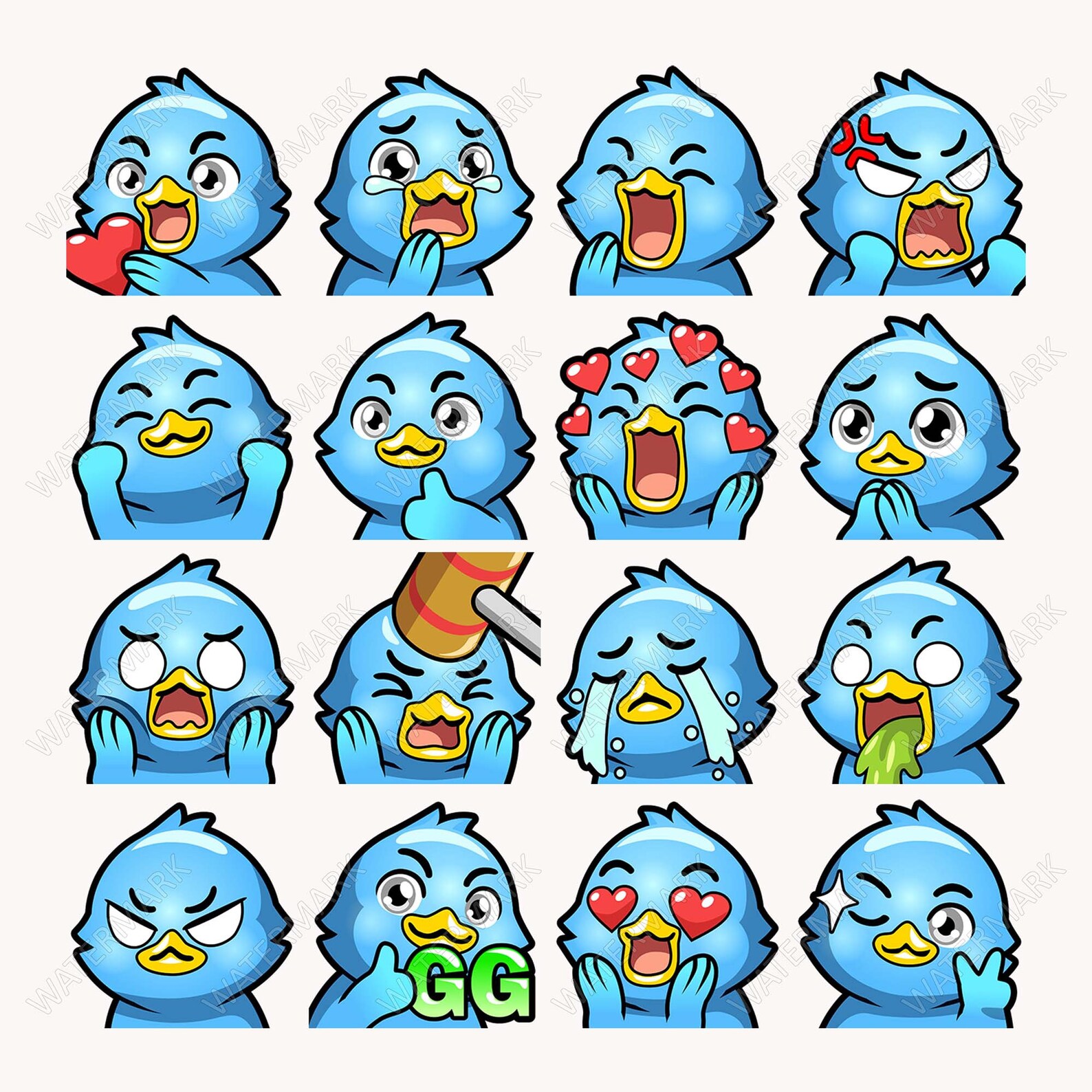 Bird Emotes X 46 for Twitch and Discord Emote | Blue Bird Twitch Emote ...
