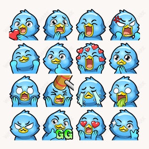 Bird Emotes X 46 for Twitch and Discord Emote | Blue Bird Twitch Emote ...