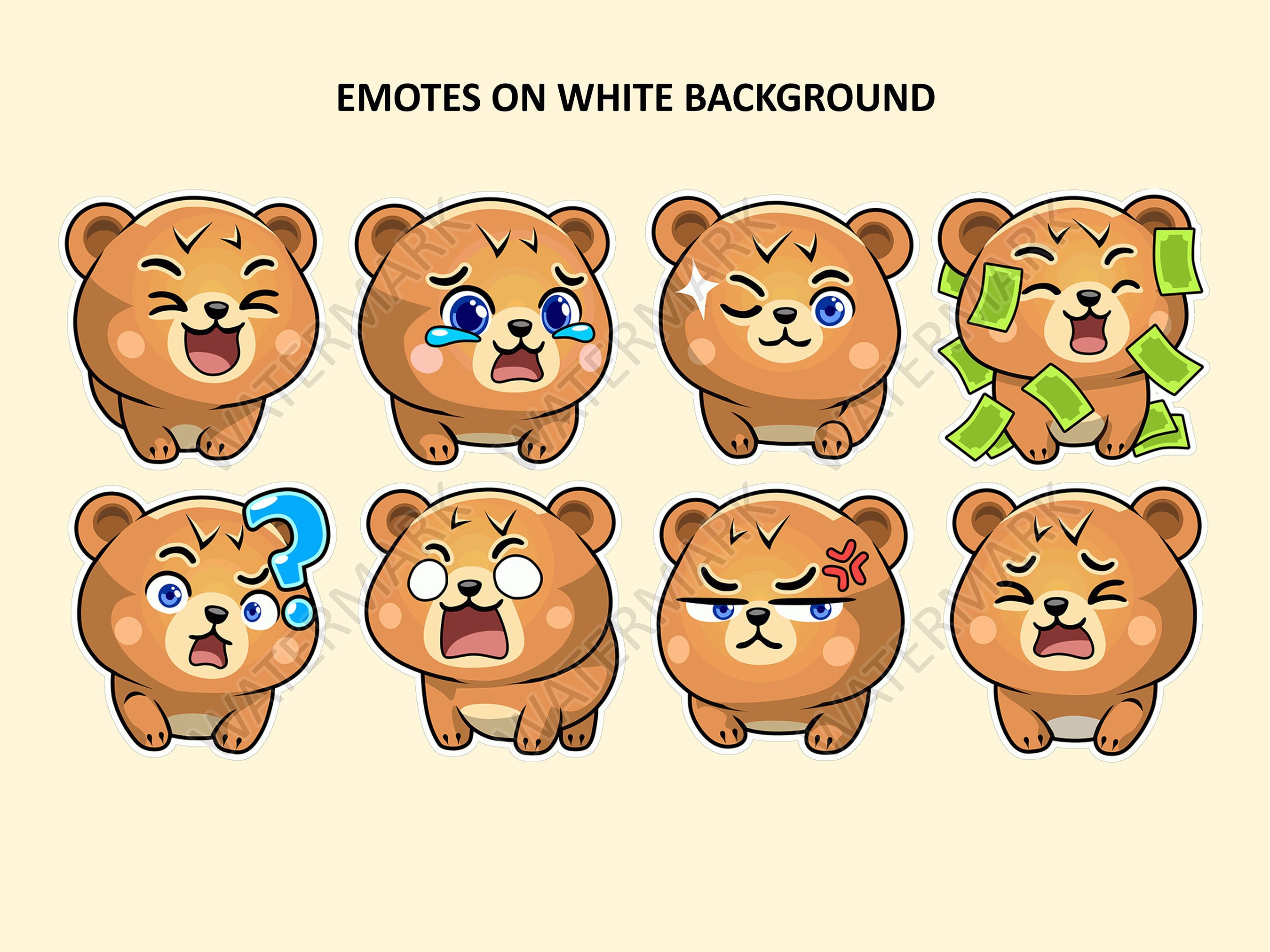 Cute Bear Emotes Pack #4 / Emotes for Twitch Emote, Discord Emote, and ...