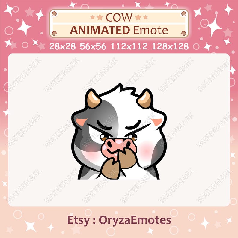 Animated Emote Cow Evil Plan Emote / Scheming Face Emote | Twitch and ...