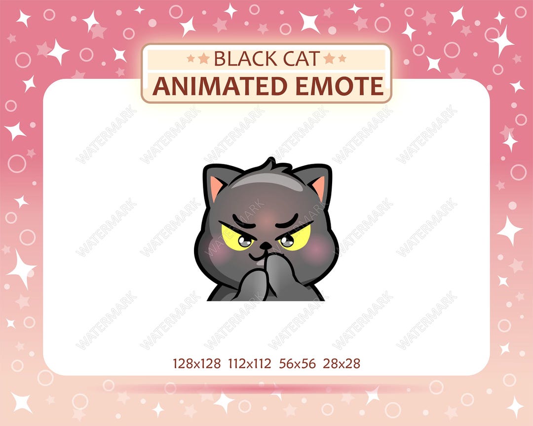 Animated Black Cat Emote / Evil Plan / Scheming Face / Evil Black Cat ...