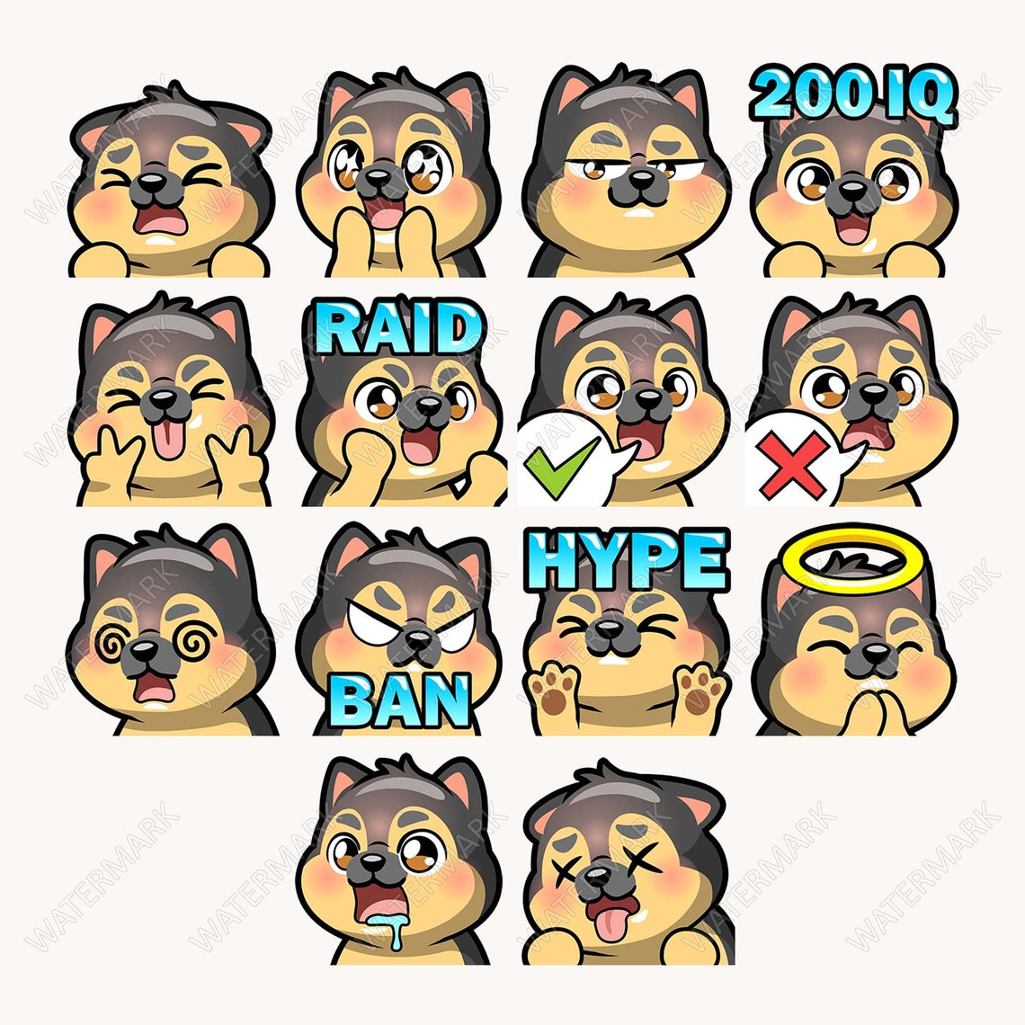 German Shepherd Dog Emotes X 46 for Twitch & Discord | German Shepherd ...