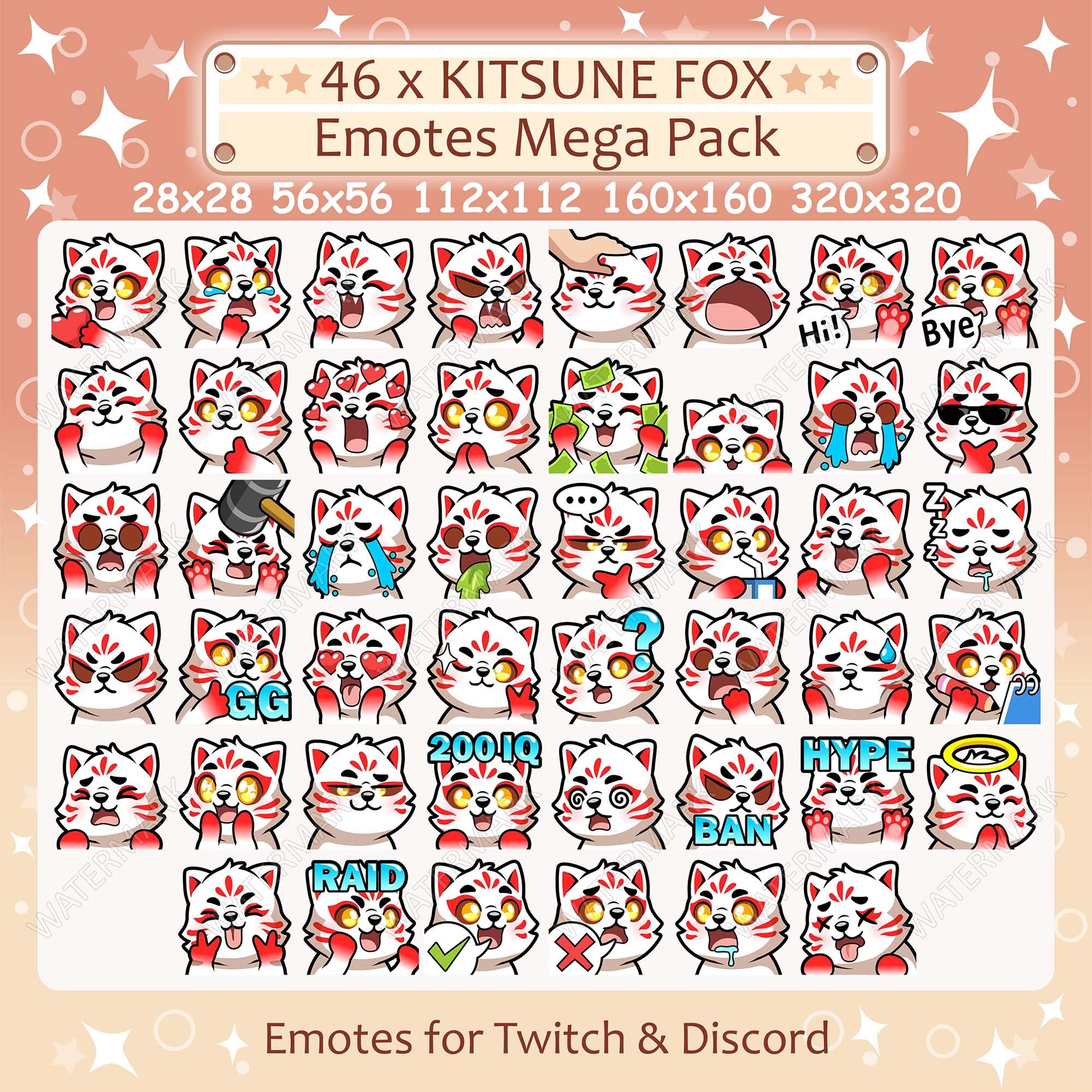 Kitsune Fox Emotes X 46 for Twitch & Discord Emote Kitsune - Etsy Australia