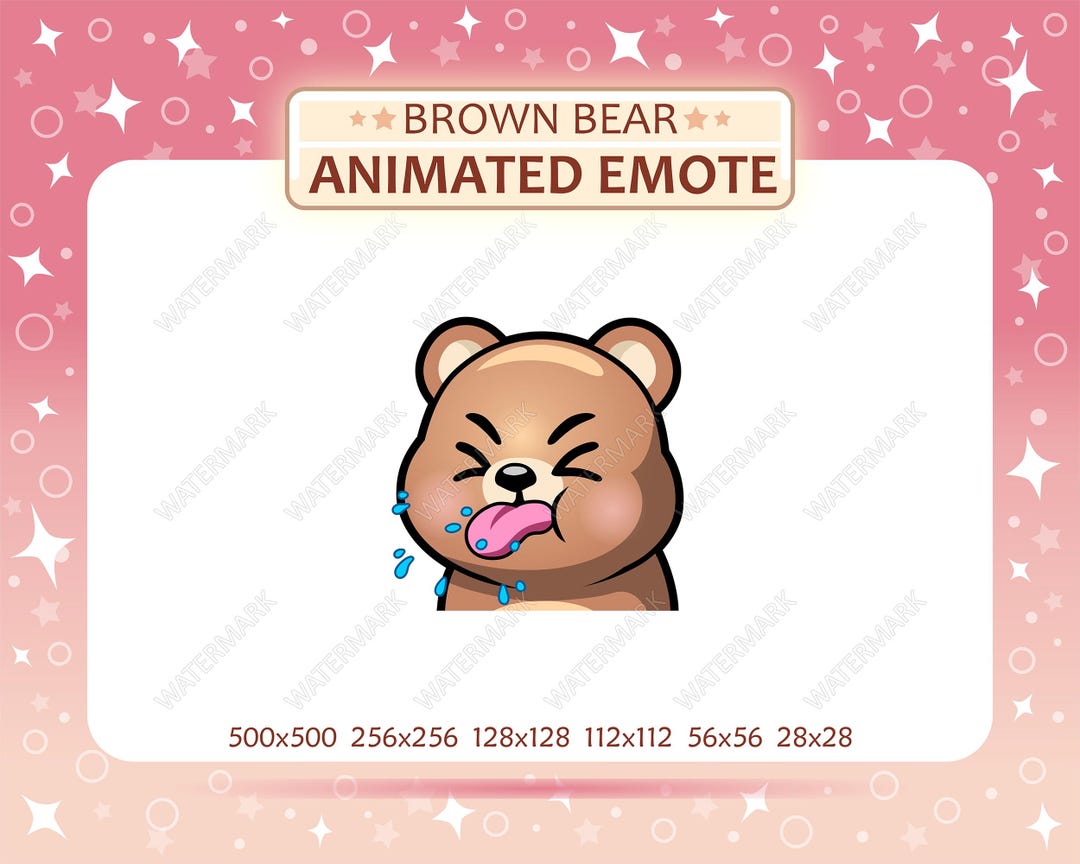 Animated Brown Bear Emote, Tongue Out Mocking Emote, Bleh Emote, Twitch ...
