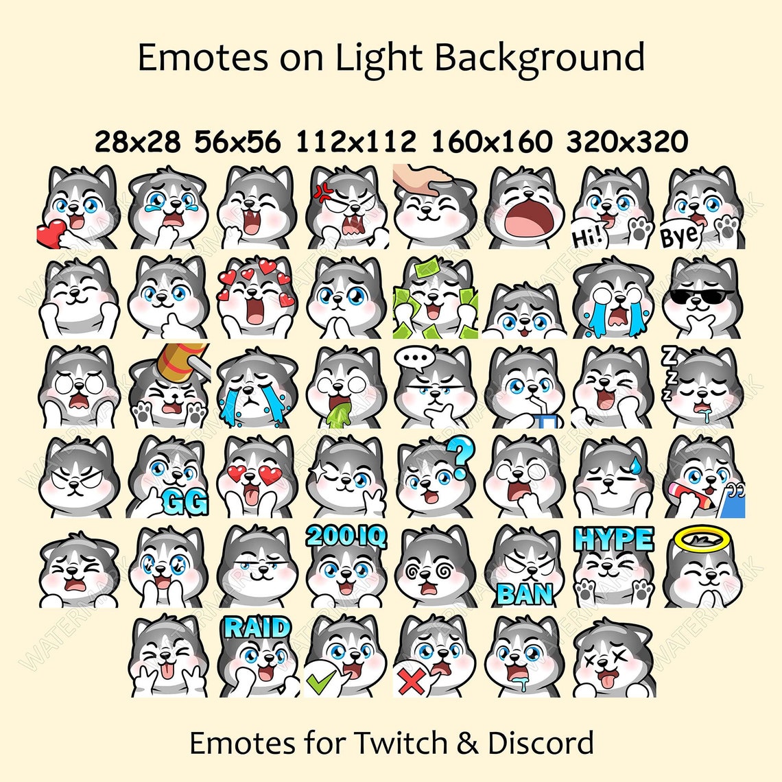 Husky Dog Emotes X 46 for Twitch & Discord Emote | Husky Dog Twitch ...