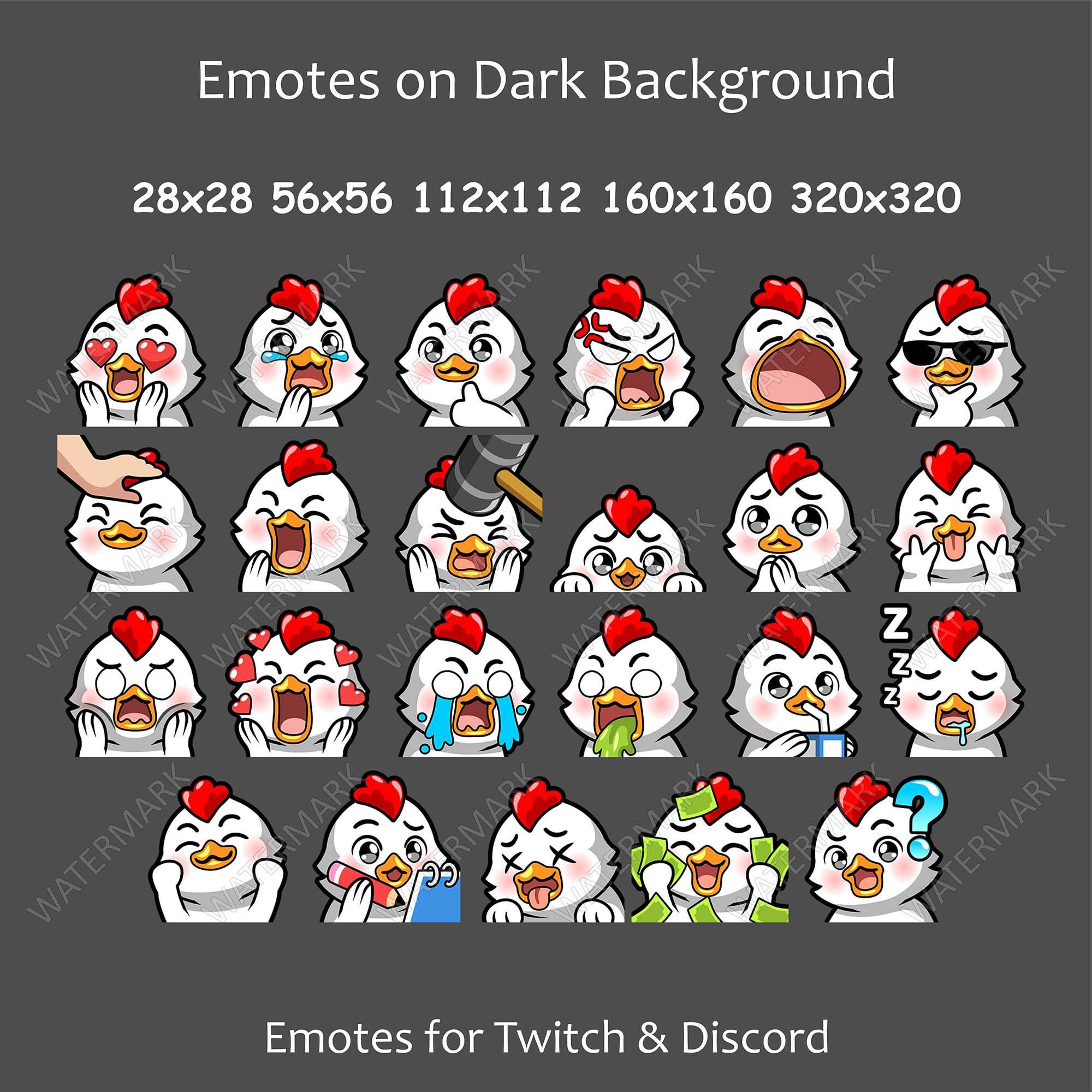 Chicken Emotes X 23 Pack 1 for Twitch & Discord Emote | Chicken Twitch ...