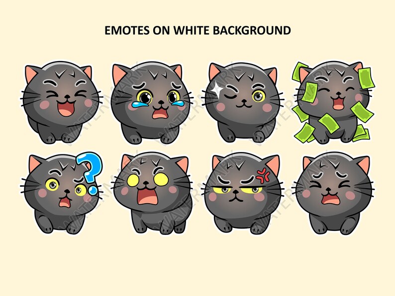 Black Cat Emotes Pack 4 / for Twitch Emote, Discord Emote, and Whatsapp ...