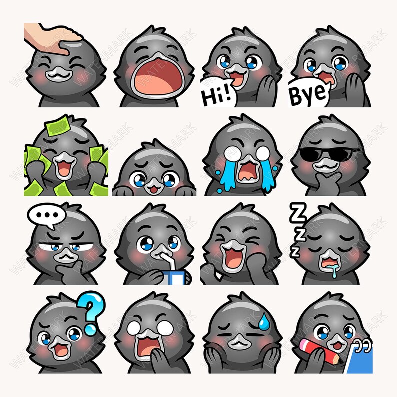 Crow / Raven Emotes X 46 for Twitch and Discord Emote Black Crow Twitch ...