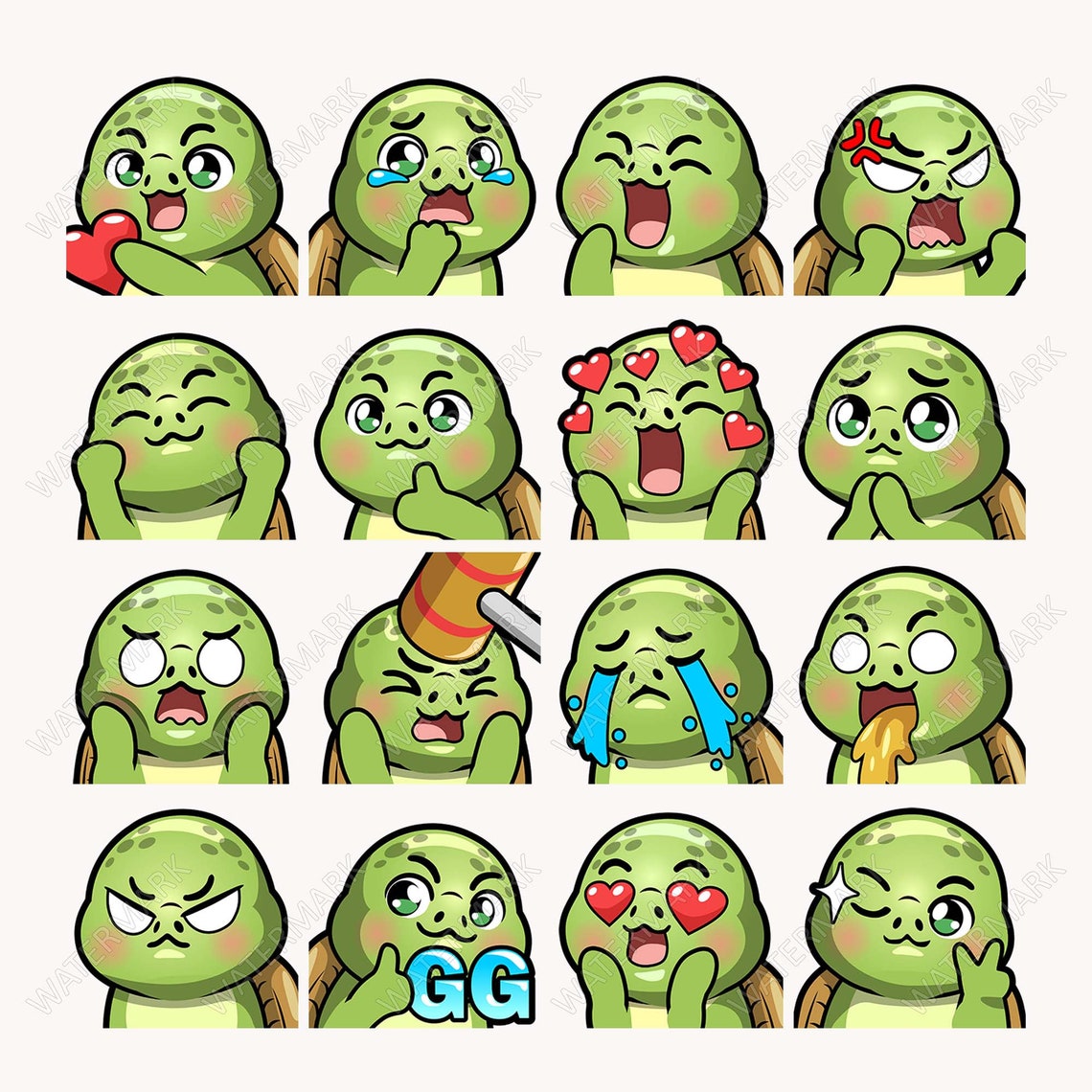 Turtle Emotes X 46 for Twitch and Discord Emote | Turtle Twitch Emote ...