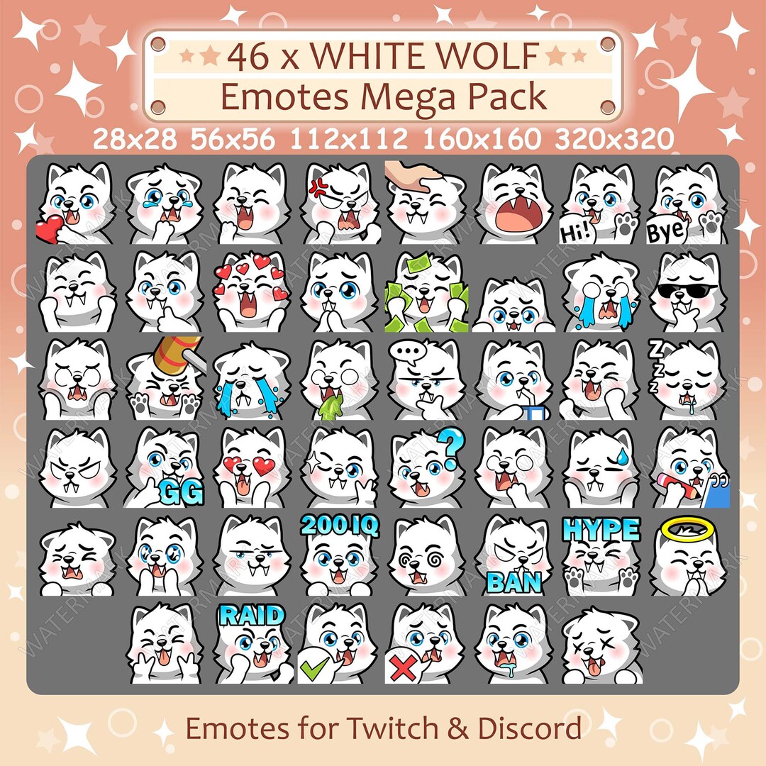 White Wolf Emotes X 46 for Twitch & Discord Emote | White Wolf Twitch ...