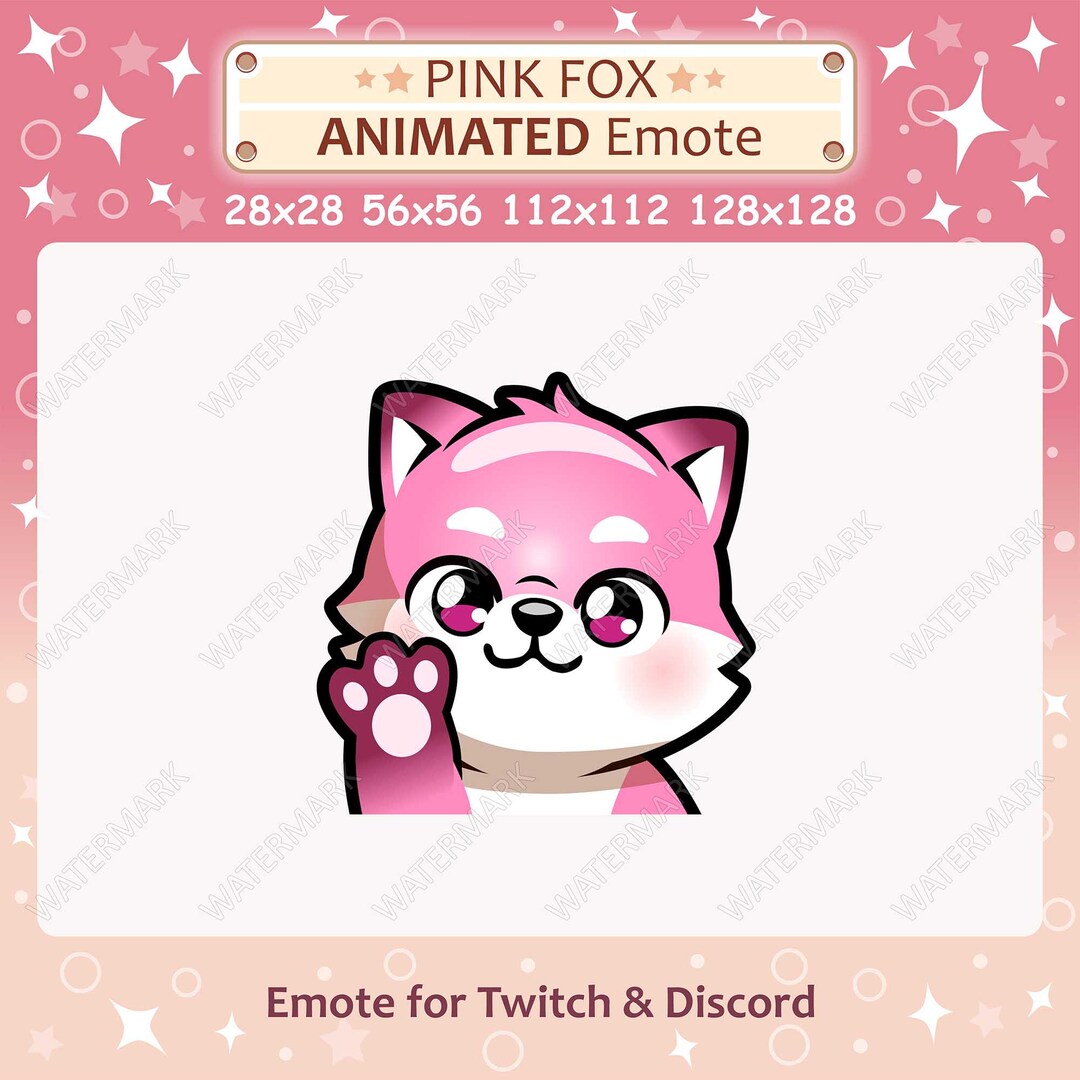 Animated Emote Pink Fox Waving Hello Emote / Hi Emote | Twitch and ...