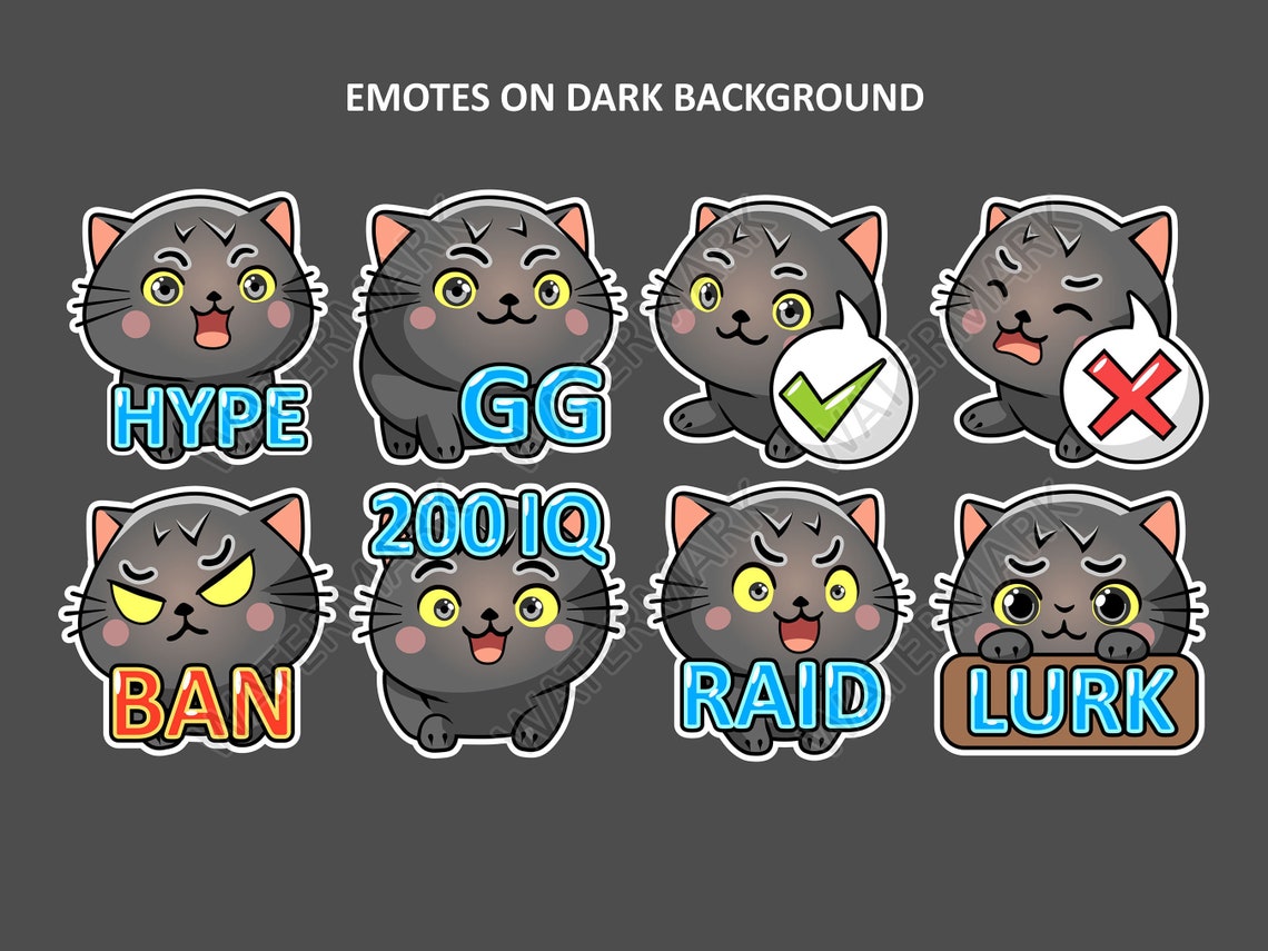 Black Cat Emotes Pack #5 / for Twitch Emote, Discord Emote, and ...