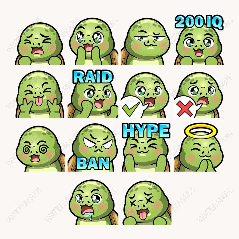 Turtle Emotes X 46 for Twitch and Discord Emote | Turtle Twitch Emote ...