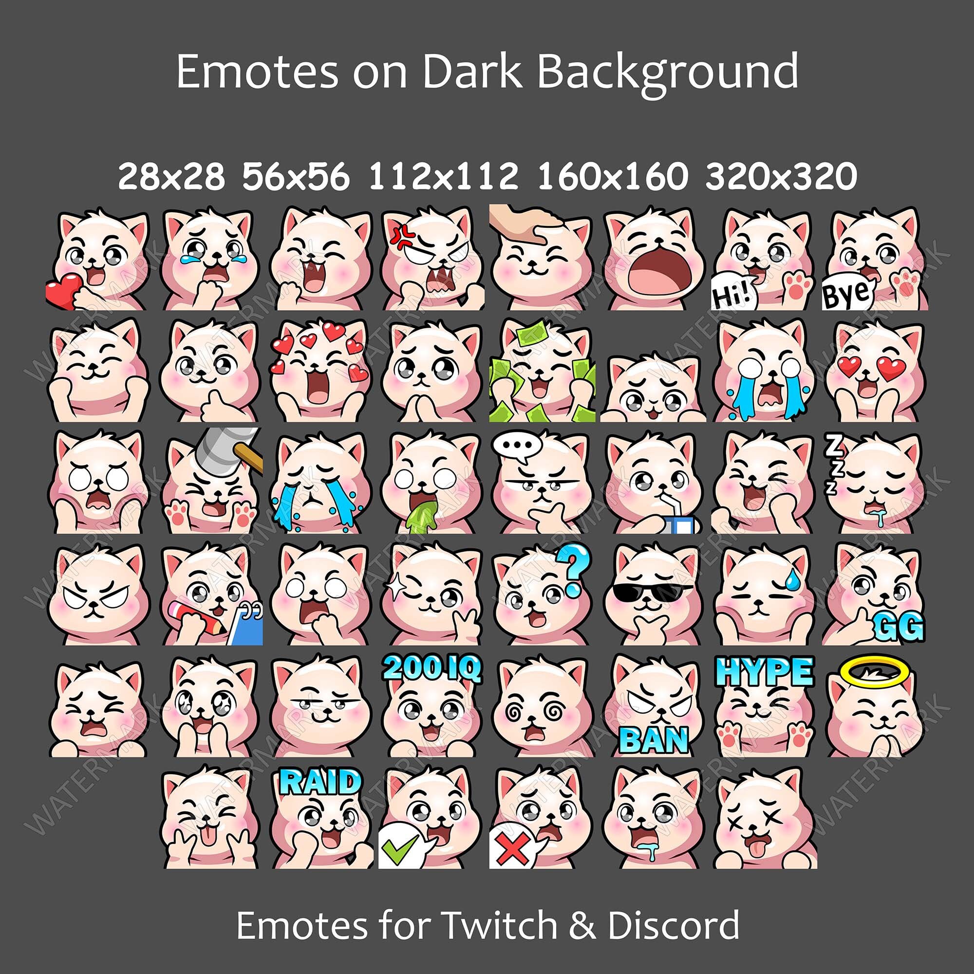 46 Cat Emotes Pack, Twitch Emotes, Discord Emotes, PNG Emotes Pack ...