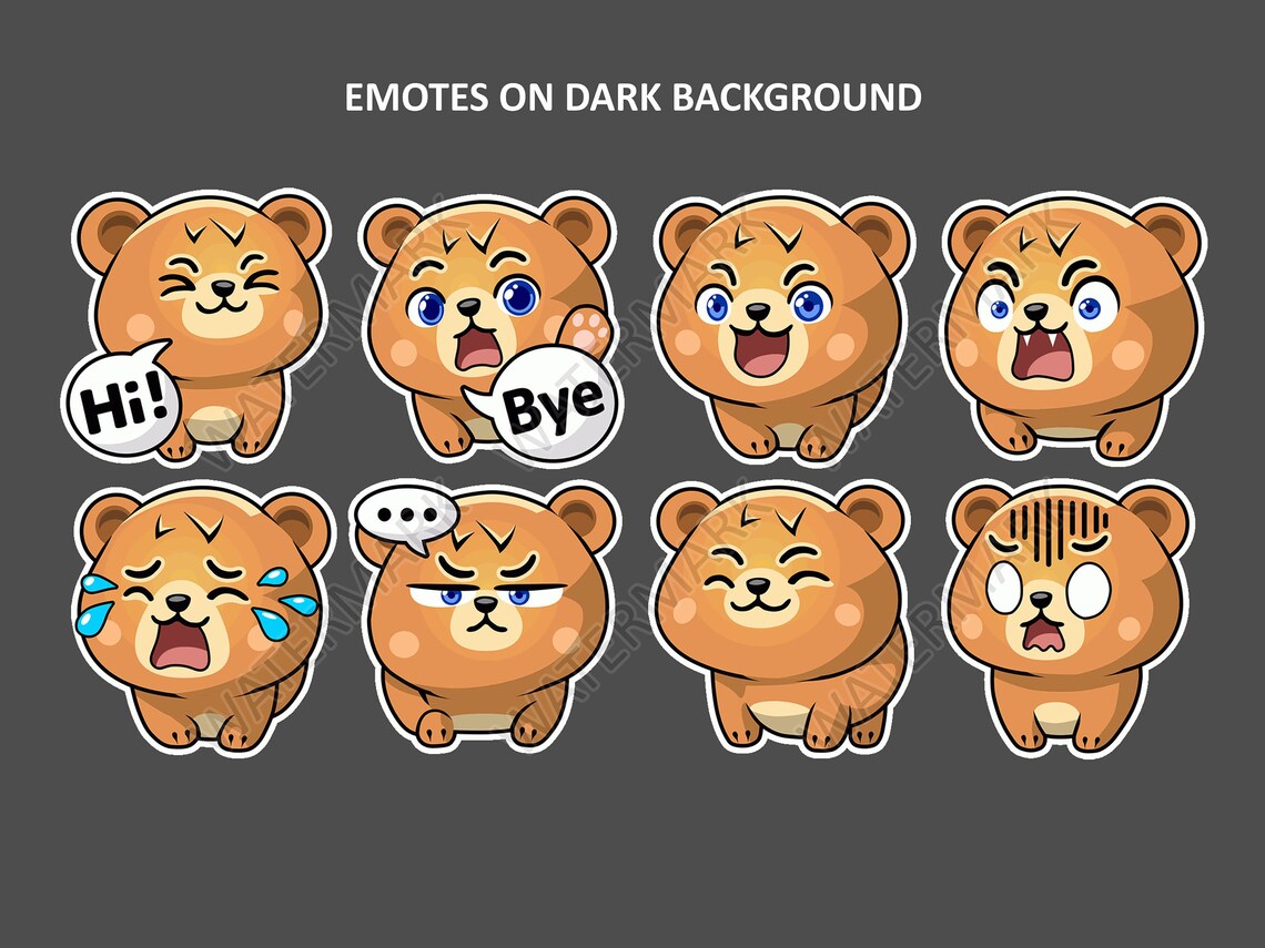 Cute Bear Emotes Pack #3 / Emotes for Twitch Emote, Discord Emote, and ...