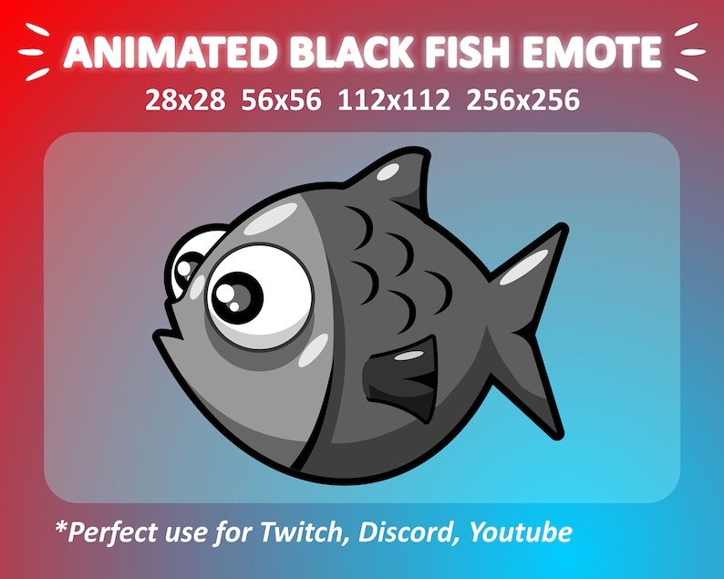 Black Fish Animated Emote for Twitch, Discord, and Youtube / Animated ...