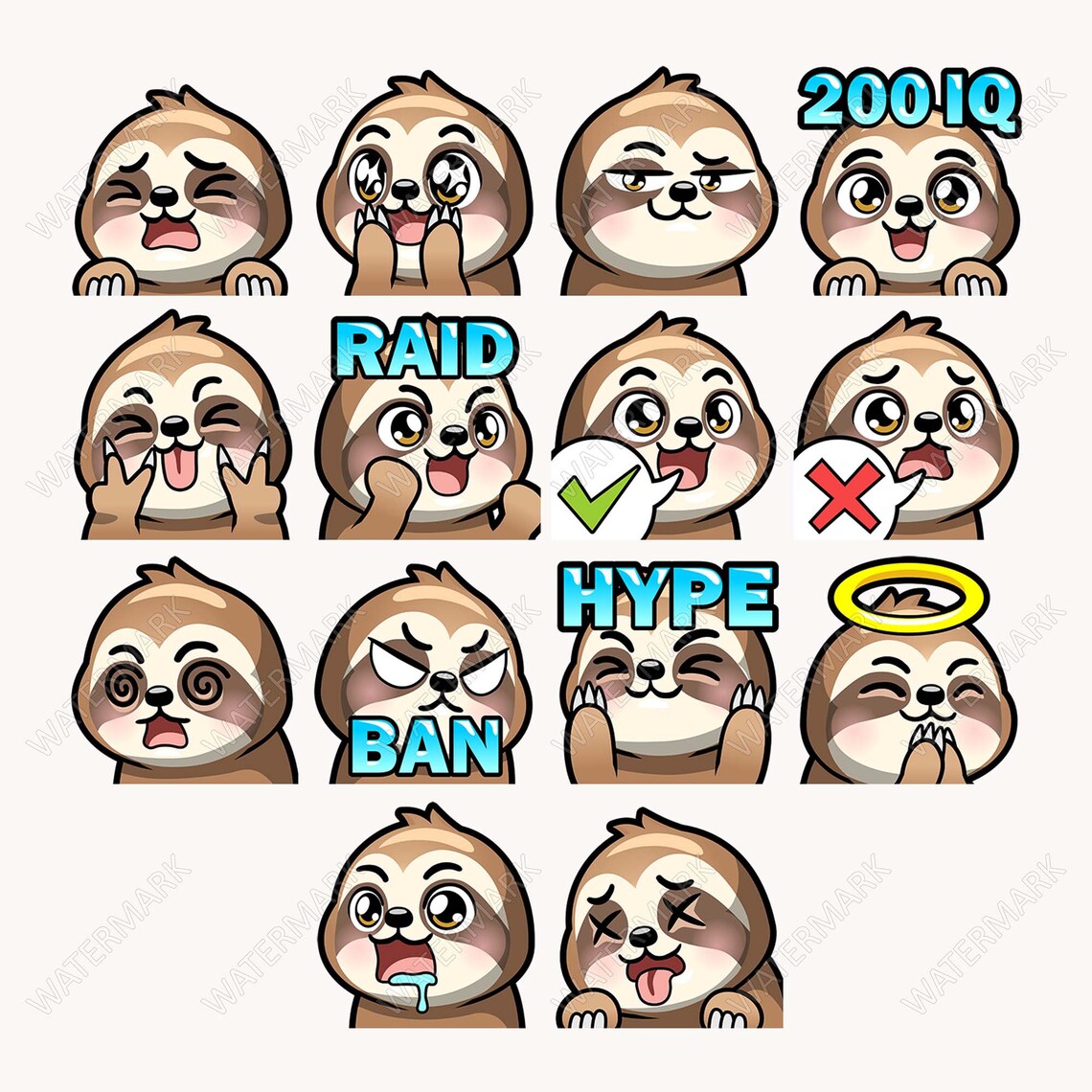 Sloth Emotes X 46 for Twitch & Discord Emote | Sloth Twitch Emote Pack ...