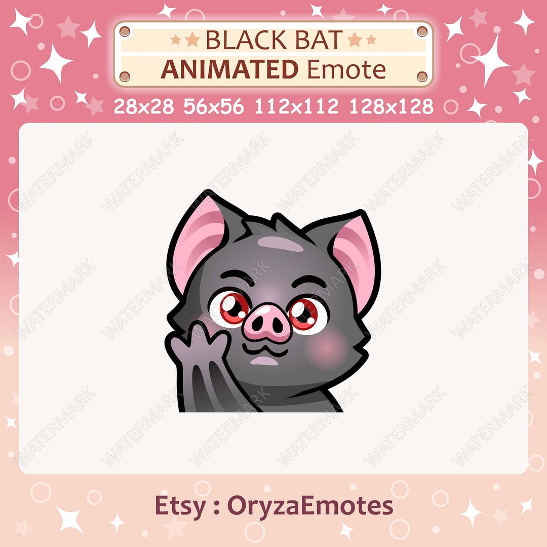 Animated Emote Bat Waving Hello Emote / Twitch & Discord Black Bat ...