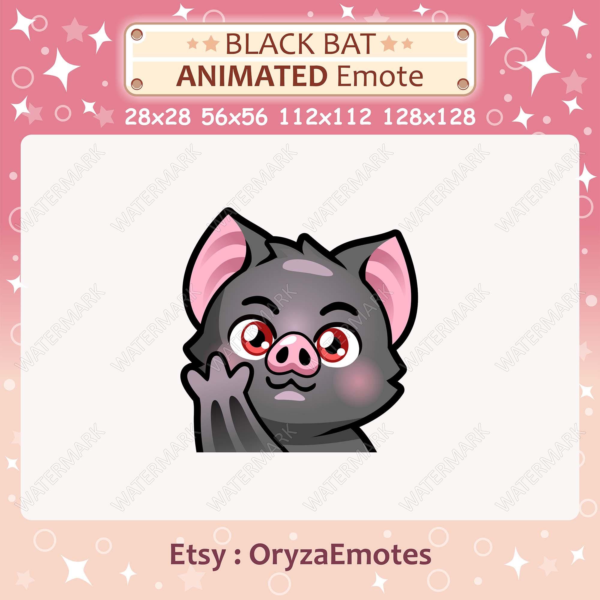 Animated Emote Bat Waving Hello Emote / Twitch & Discord Black Bat ...