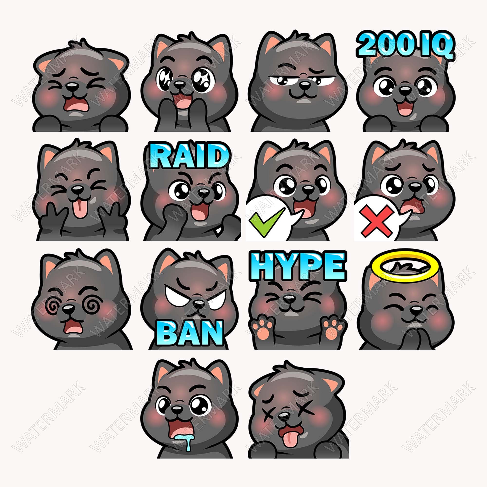 Black Dog Emotes X 46 for Twitch & Discord Emote | Black Dog Twitch ...
