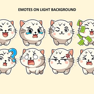 White Cat Emotes Pack #4 / for Twitch Emote, Discord Emote, and ...