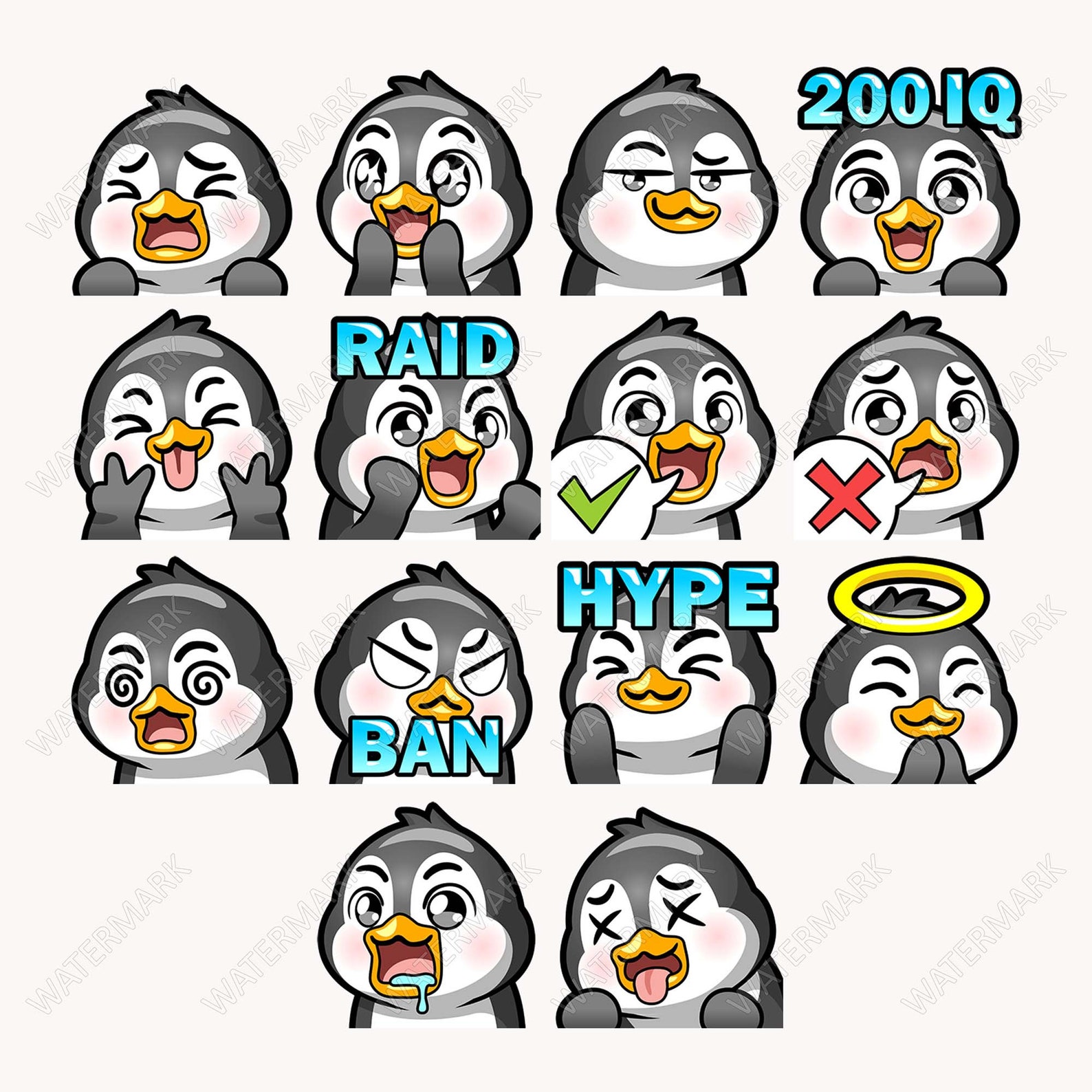 Penguin Emotes X 46 for Twitch & Discord Emote | Penguin Twitch Emote ...