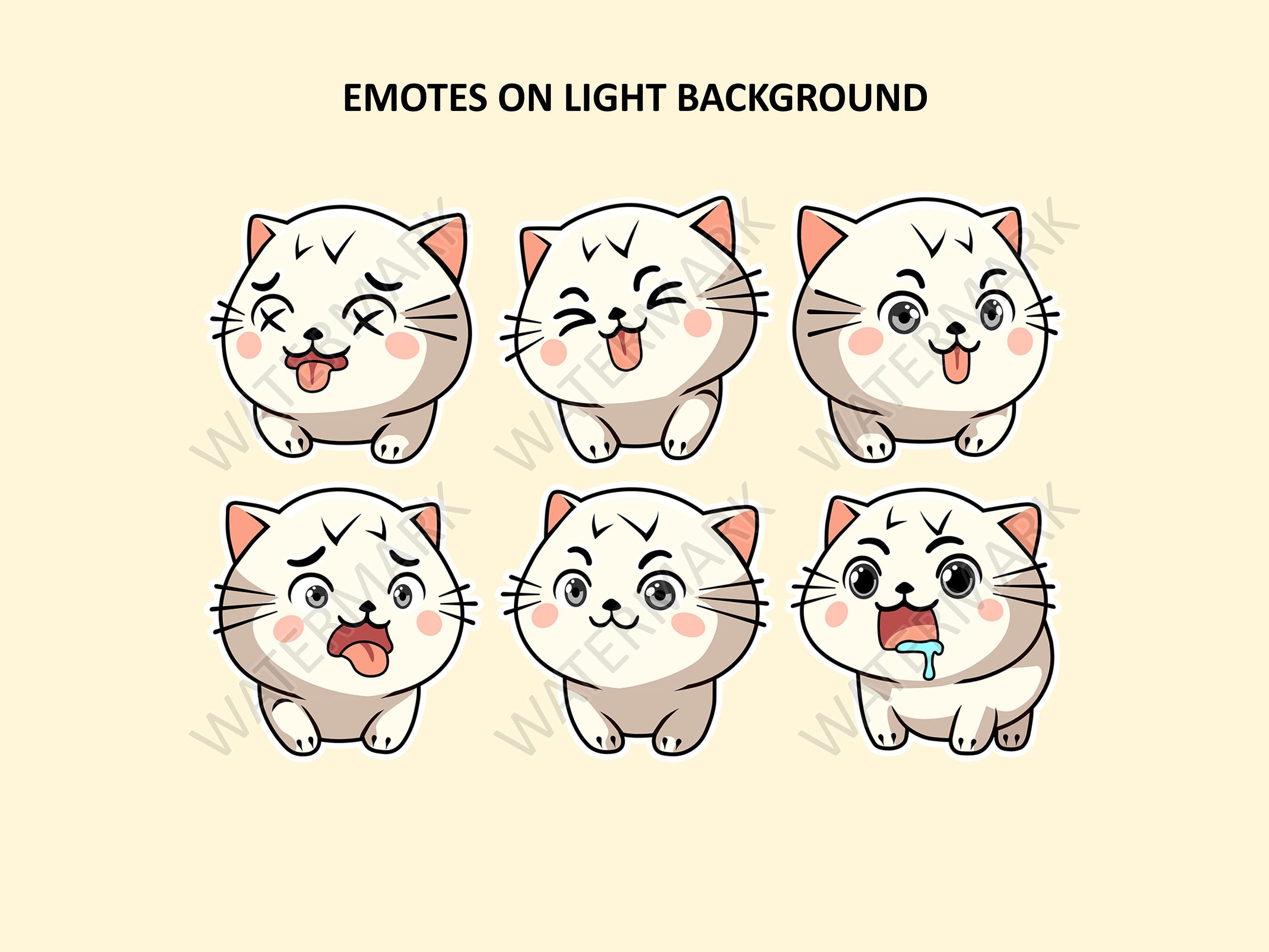 White Cat Emotes Pack #6 / for Twitch Emote, Discord Emote, and ...