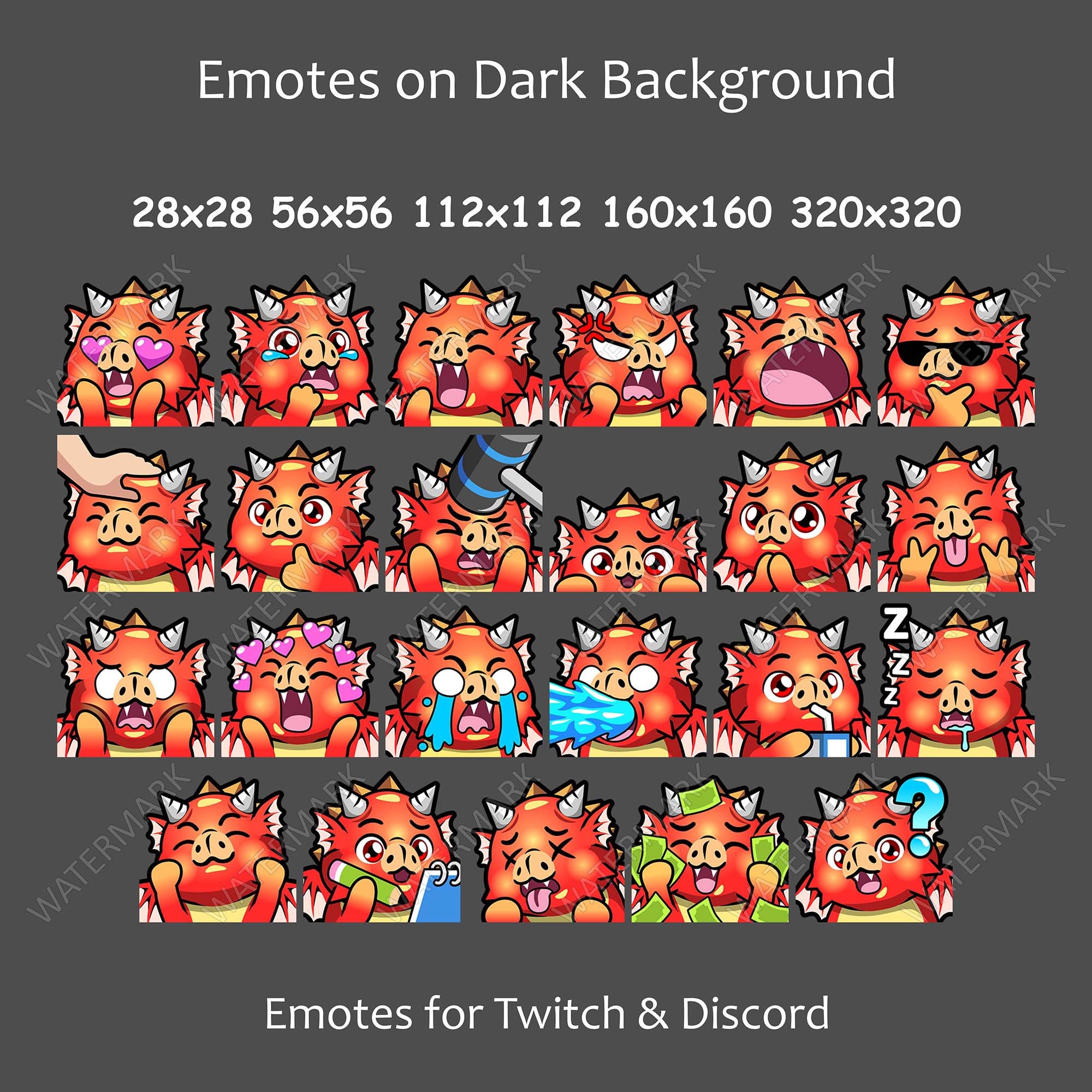Red Dragon Emotes X 23 Pack 1 - Etsy