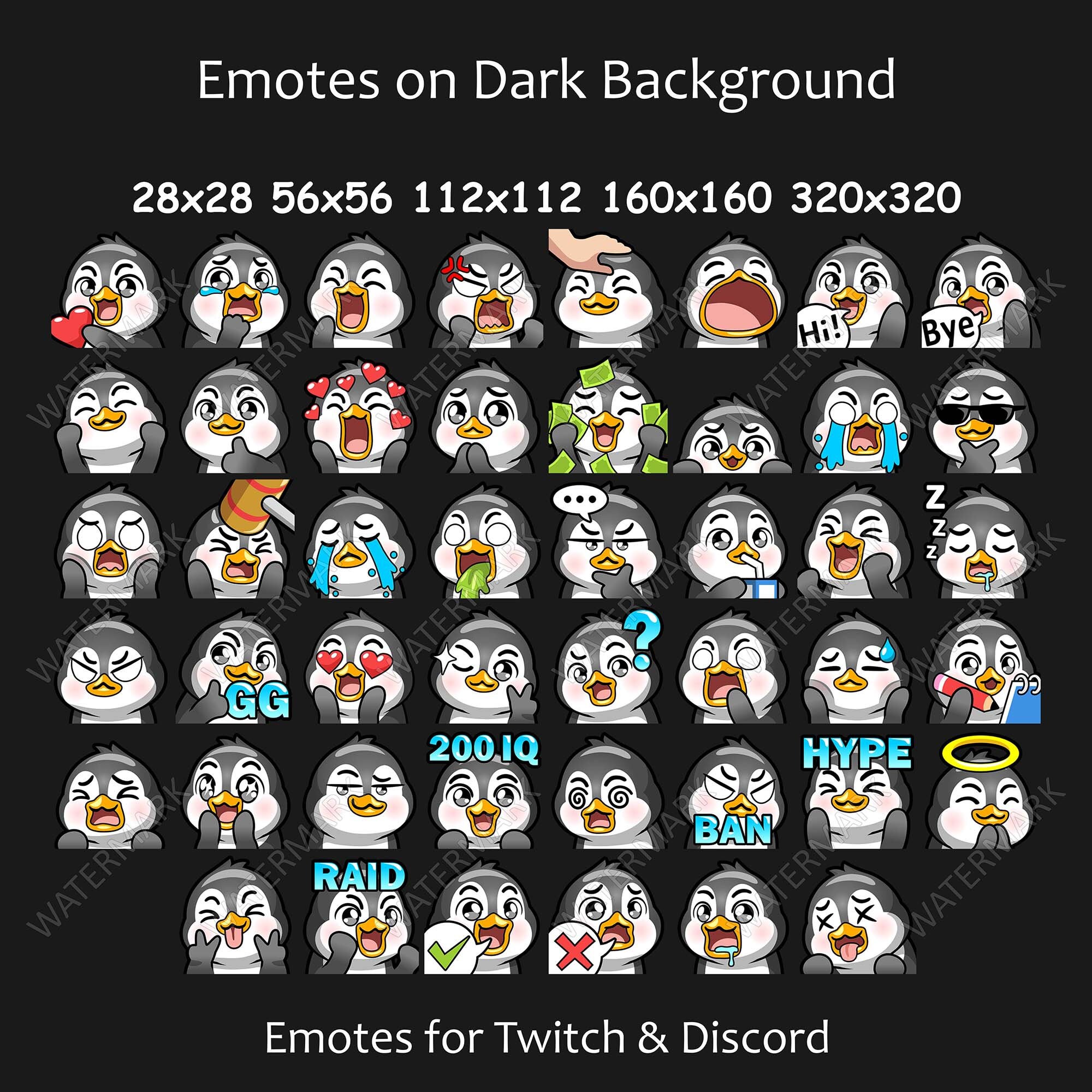 Penguin Emotes X 46 for Twitch & Discord Emote | Penguin Twitch Emote ...