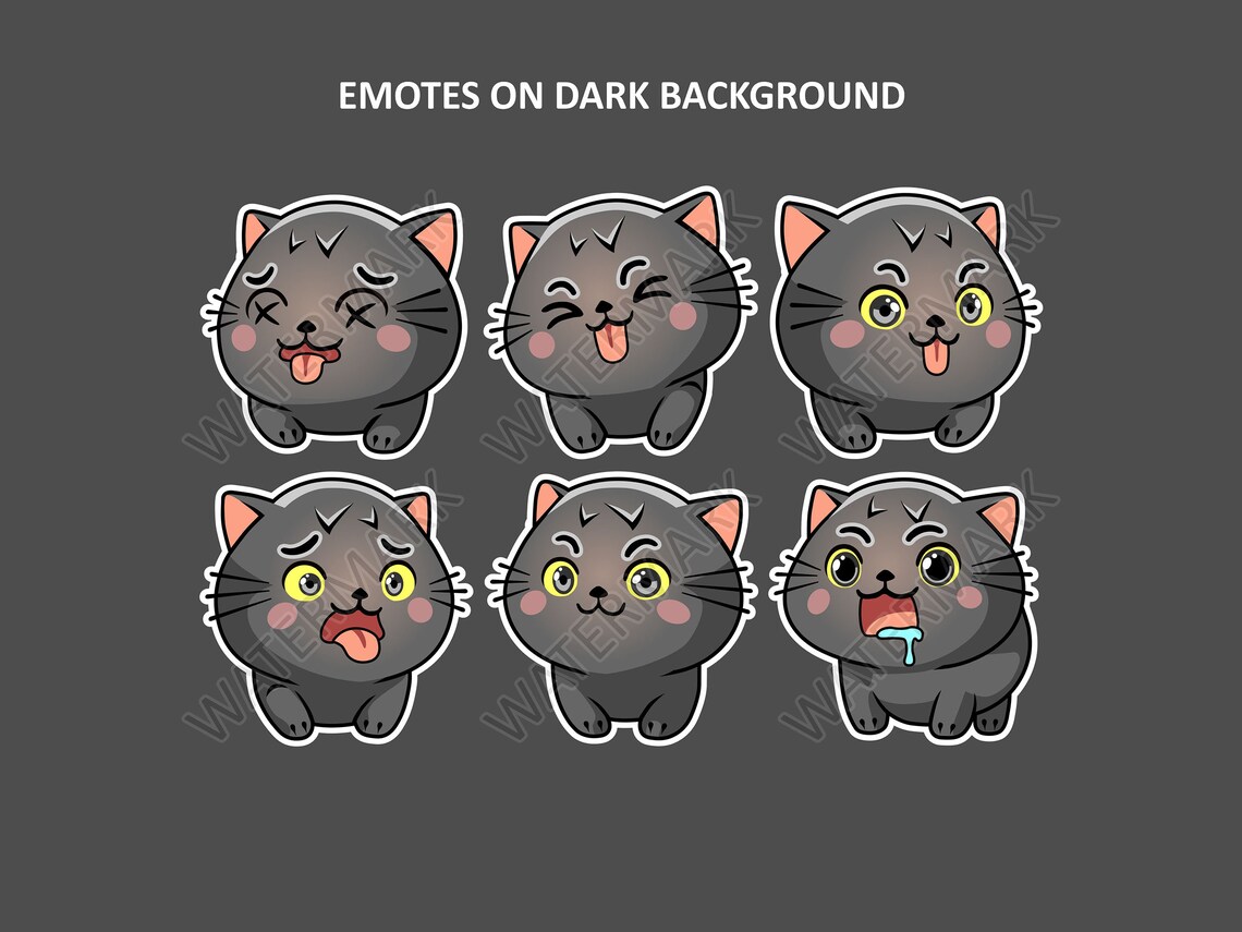 Black Cat Emotes Pack #6 / for Twitch Emote, Discord Emote, and ...
