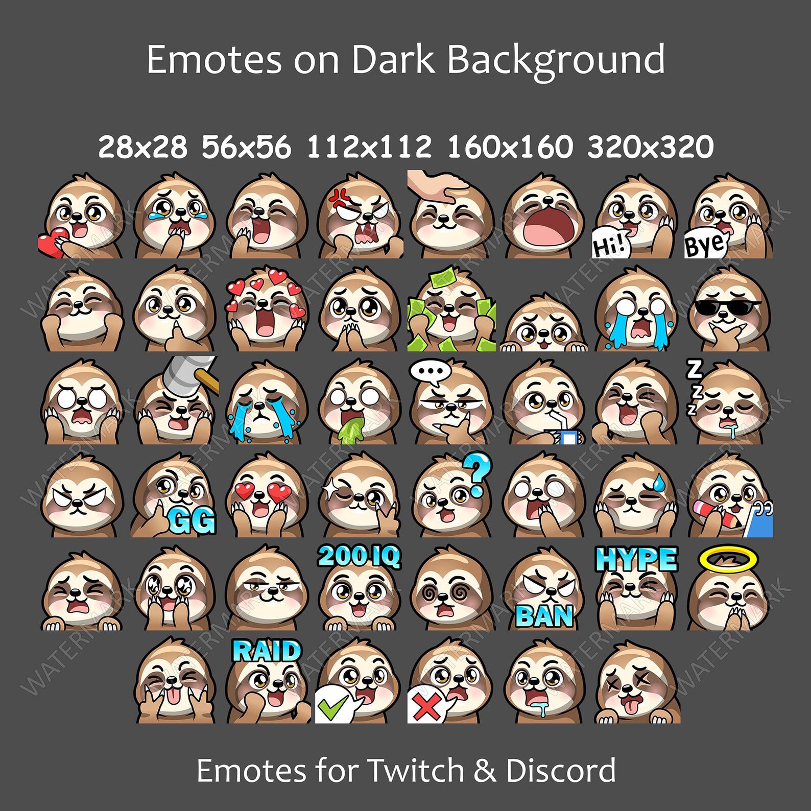 Sloth Emotes X 46 for Twitch & Discord Emote | Sloth Twitch Emote Pack ...