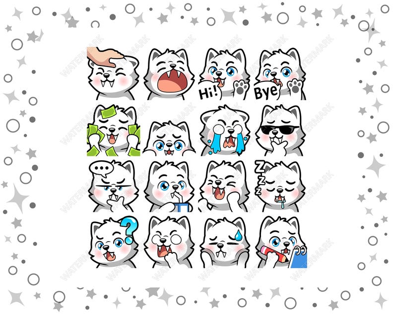 46 White Wolf Emotes Pack, Twitch Emotes, Discord Emotes, PNG Emotes ...
