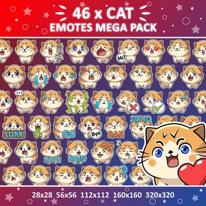 Cat Emotes X 46 for Twitch & Discord Emote / Cute Kawaii Chibi Cat ...